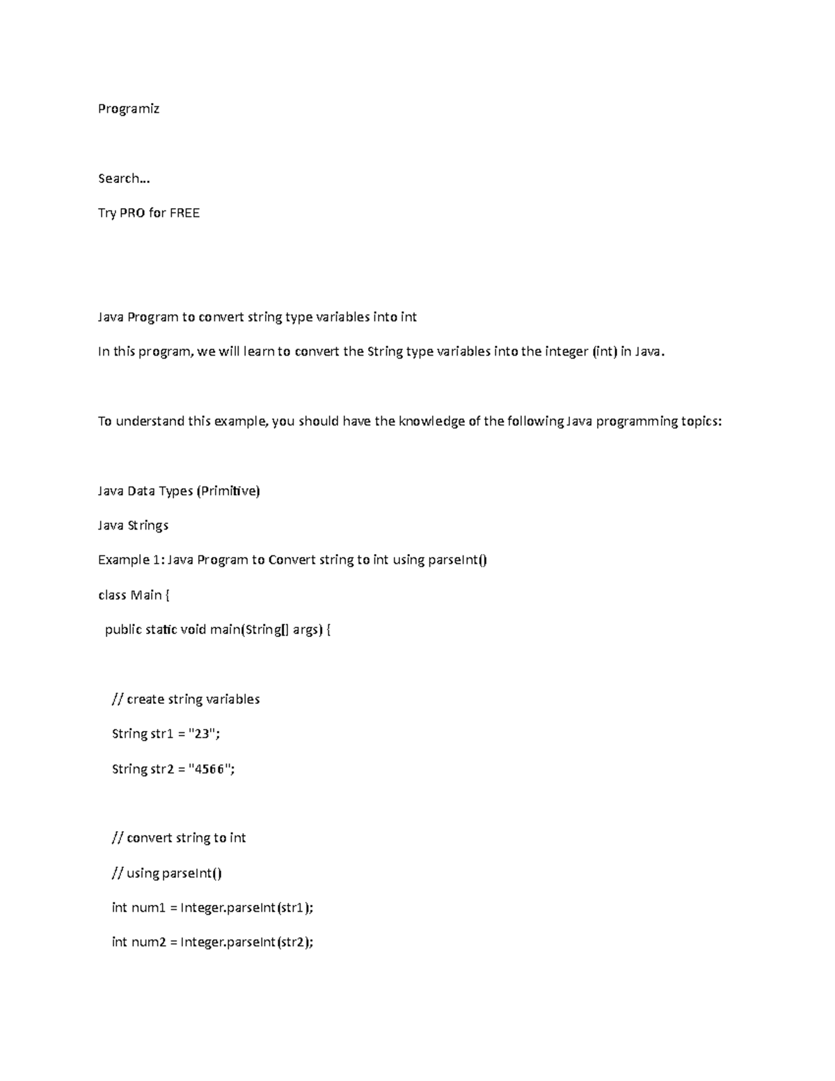 Java Program 89 Assignment Programiz Search Try Pro For Free Java Program To Convert