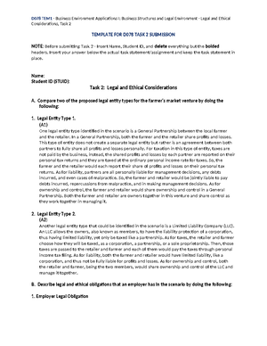 D078 - Task 1 Template - TASK 1- PASSED - D078 TEM1 - Business ...