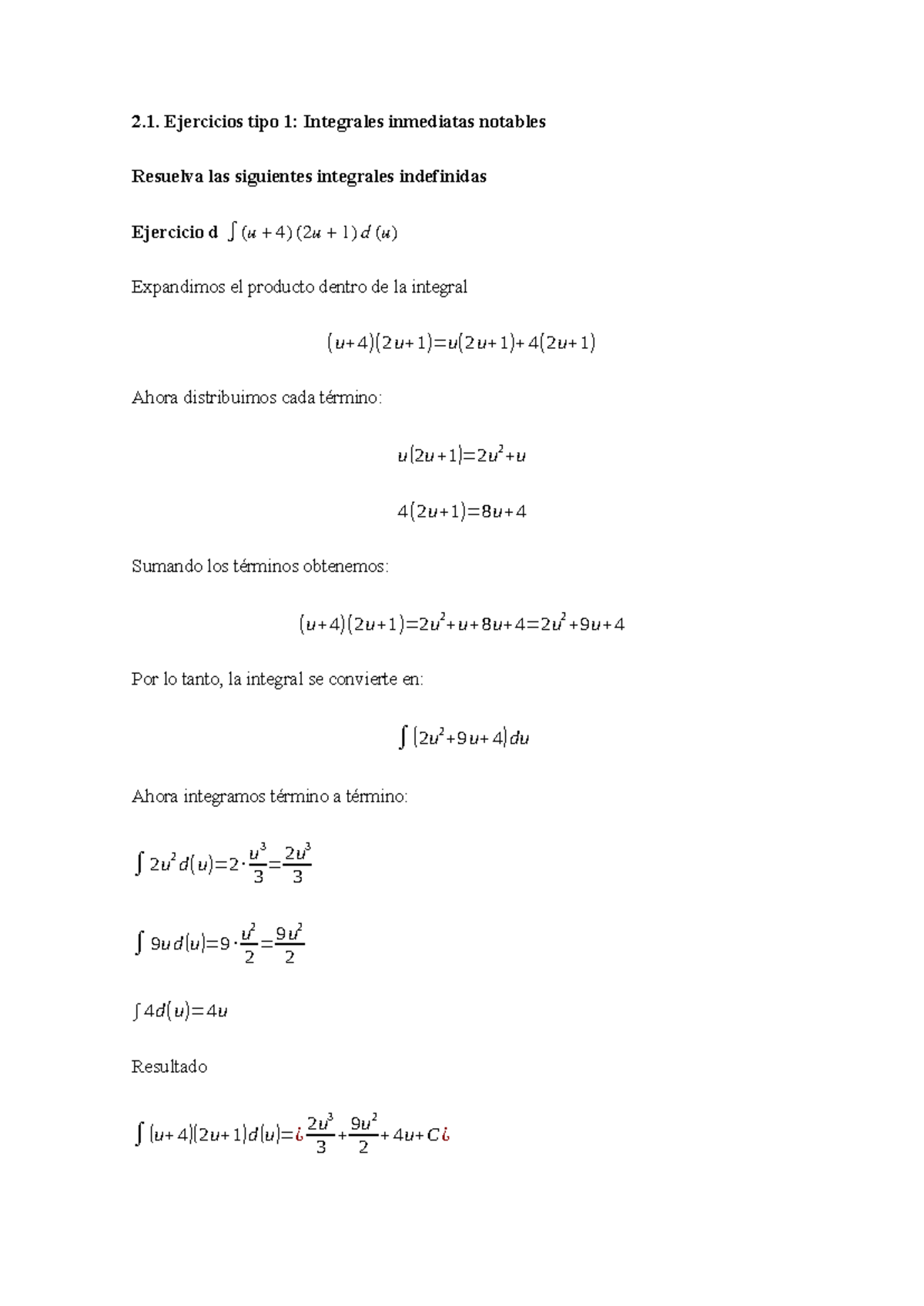 Tarea CALCULO INTEGRAL - Ejercicios tipo 1: Integrales inmediatas ...