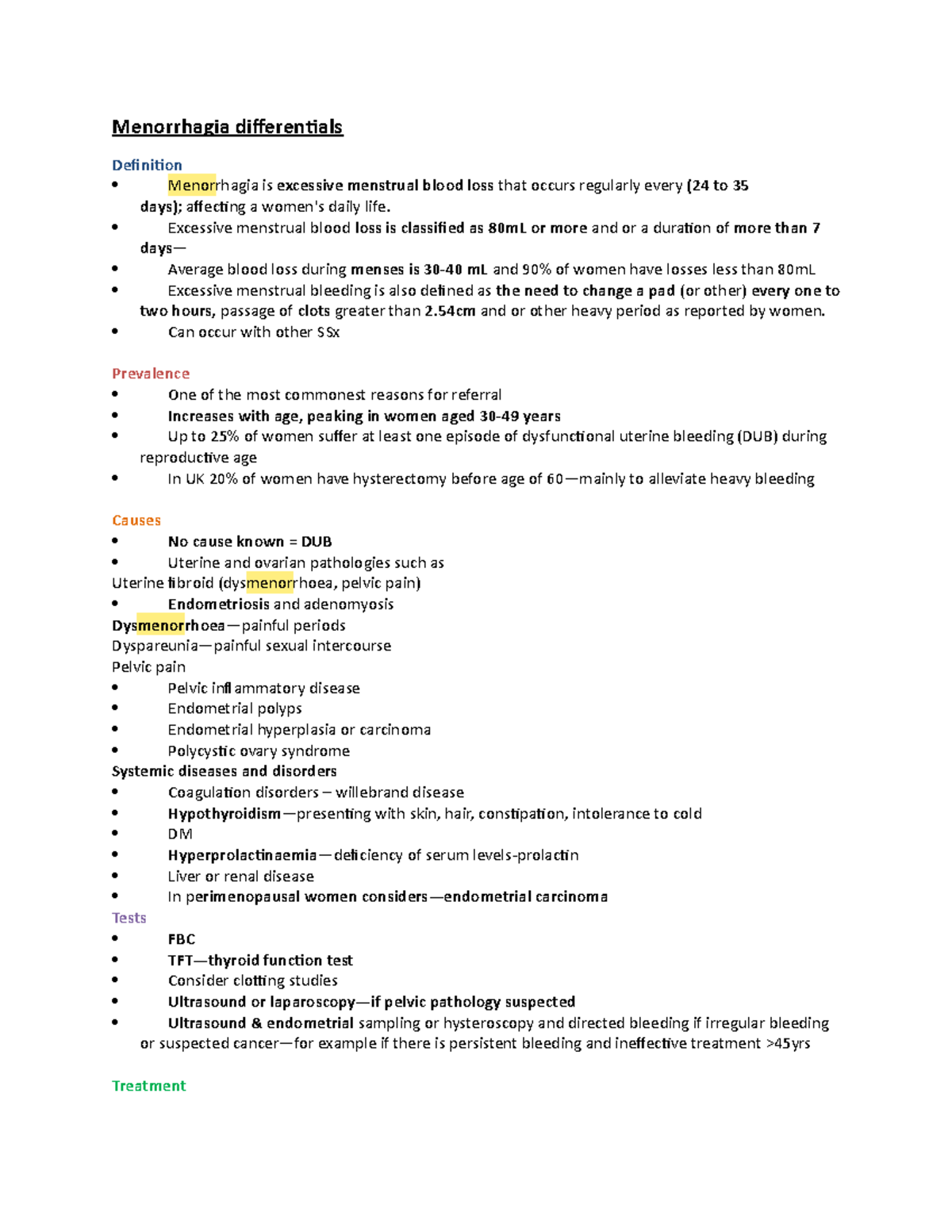 Menorrhagia differentials - Menorrhagia differentials Definition ...