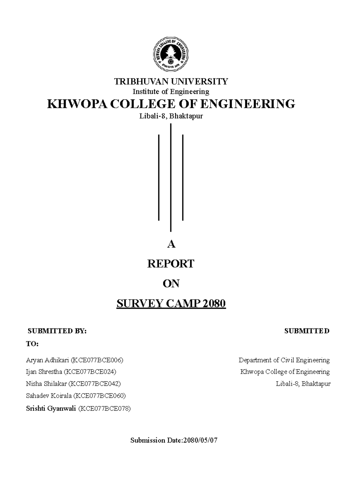 Survey Camp Field Report - TRIBHUVAN UNIVERSITY Institute of ...