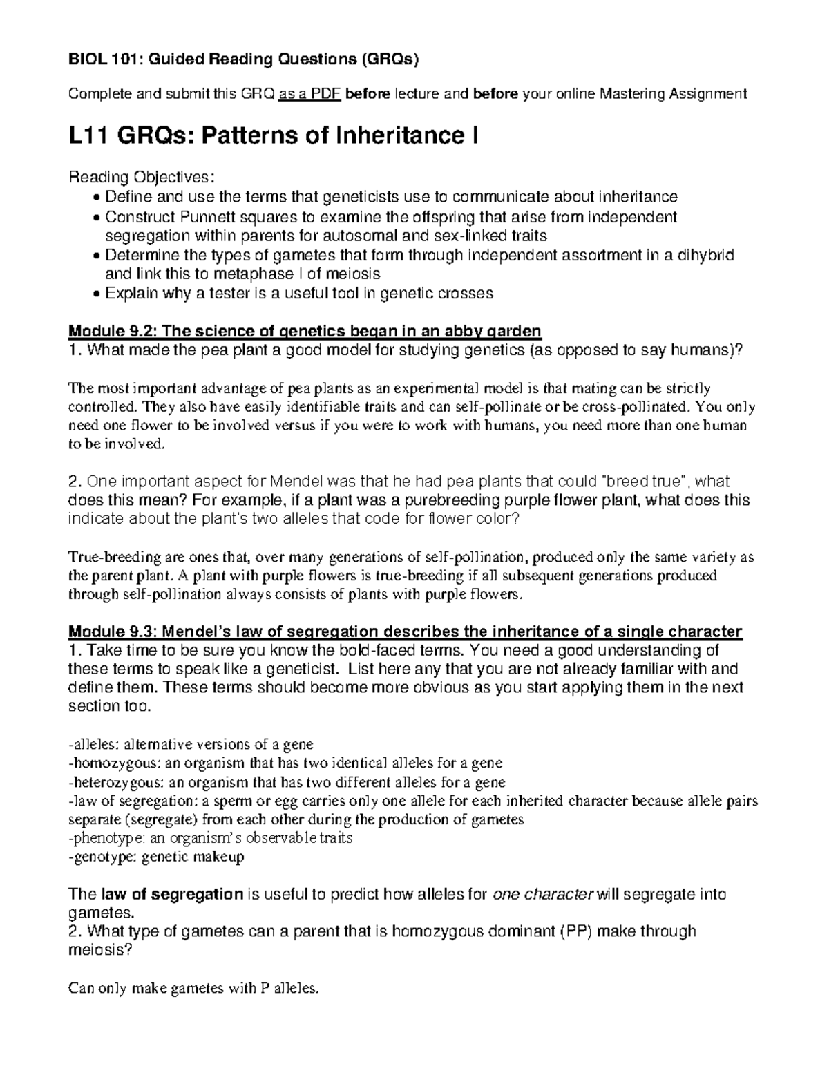 Lesson 11 GRQs Patterns in Inheritance Part 1 - Complete and submit this GRQ as a PDF before ...