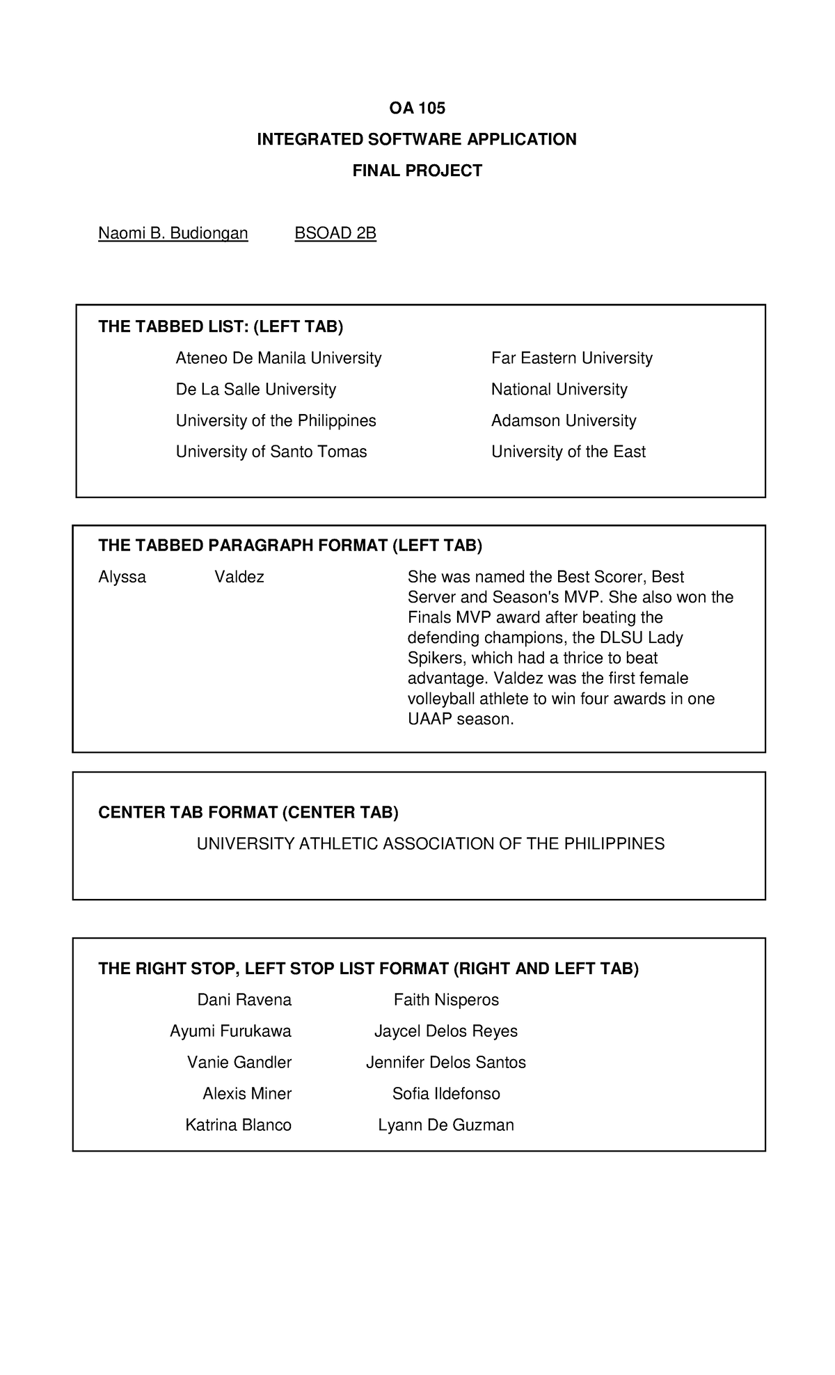 Budiongan, Naomi B. Bsoad 2B - Final Project - OA 105 INTEGRATED ...