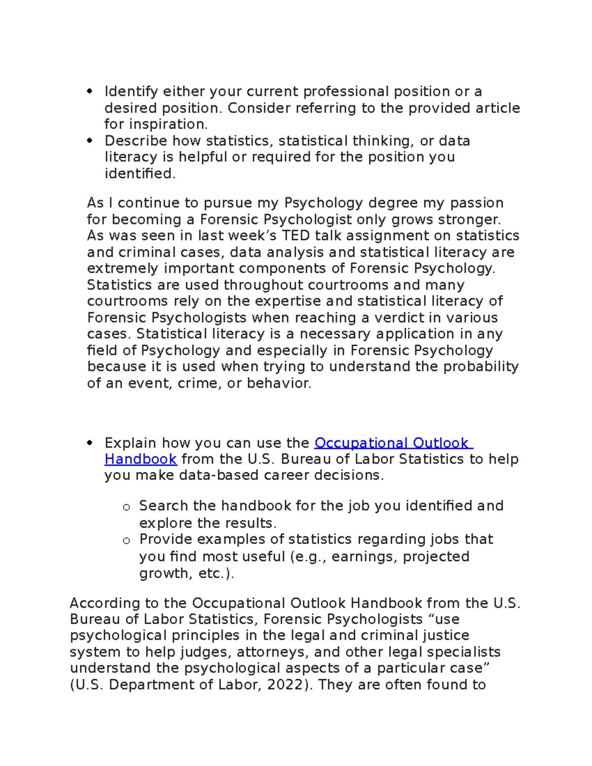 PSY 260 - 8-1 Discussion - Identify either your current professional ...