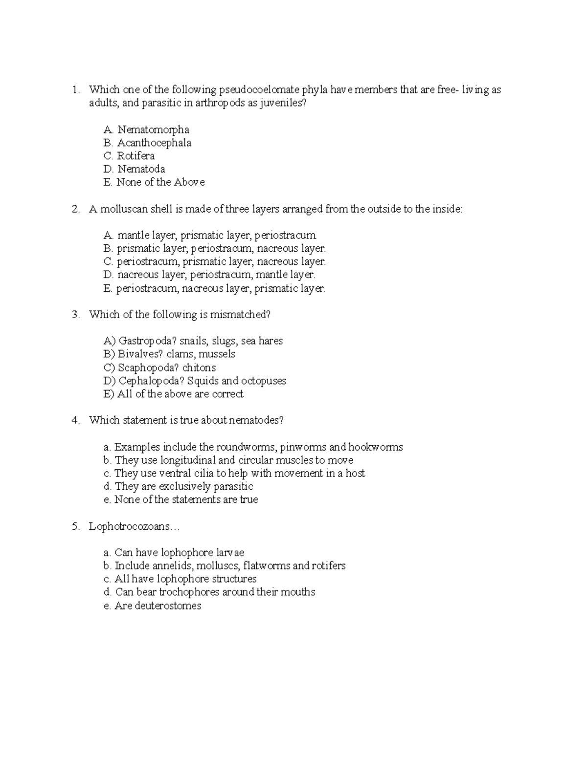 Practice Questions for Midterm Test 2 - Which one of the following ...