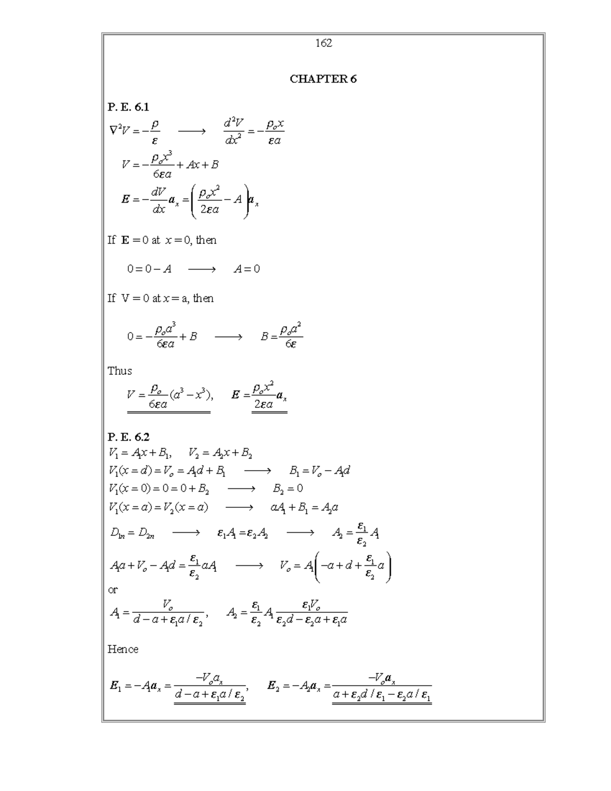 Sadiku 7XE Solutions Manual Ch06 - CHAPTER 6 P. E. 6. 2 2 2 3 2 6 2 o o o x x d V x V dx a x V ...