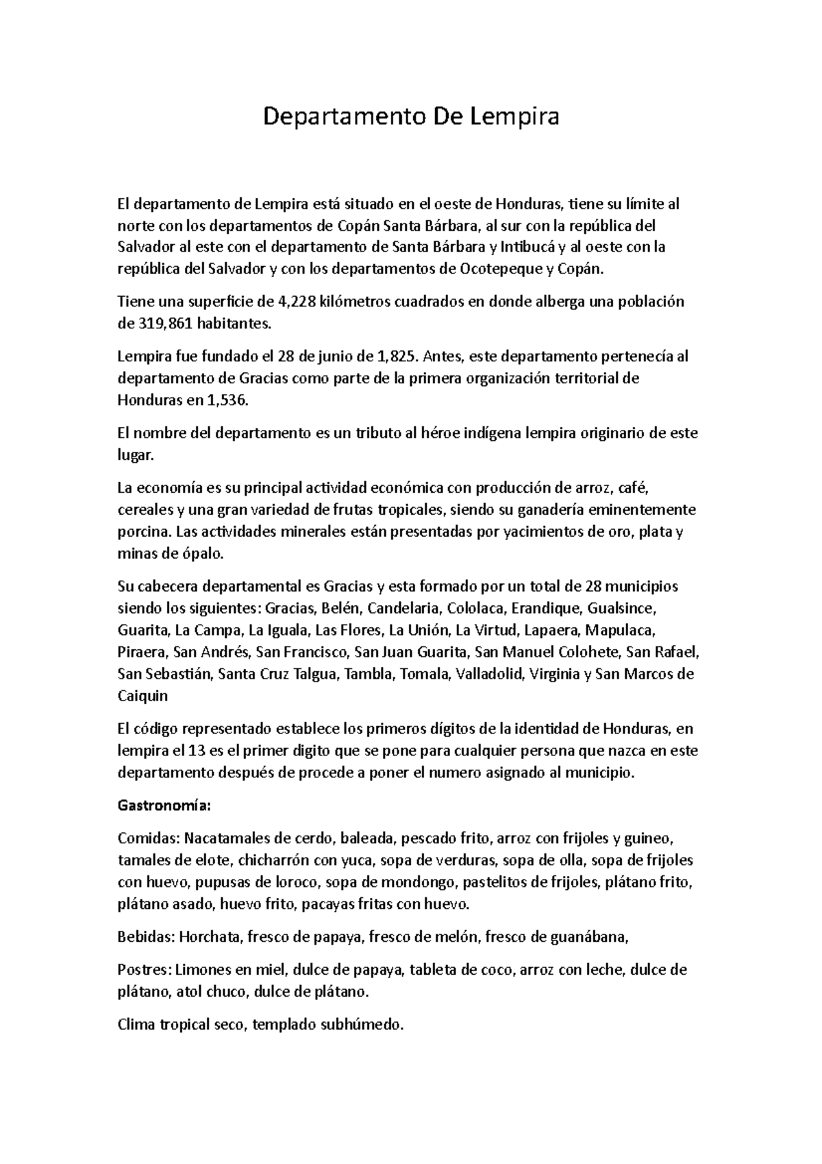 Departamento De Lempira - Tiene una superficie de 4,228 kilómetros ...