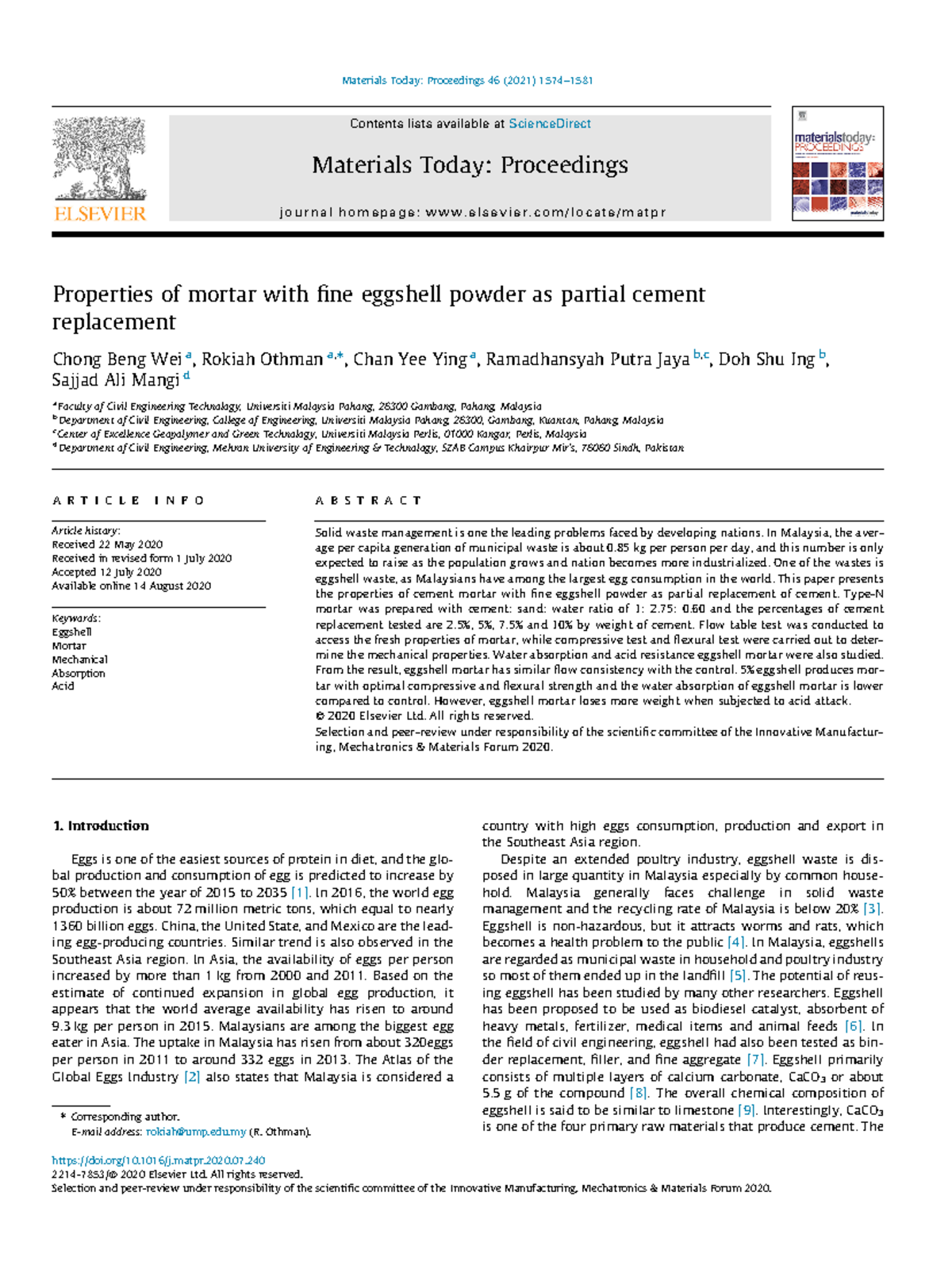 4c 1-s2 - practice material - Properties of mortar with fine eggshell ...