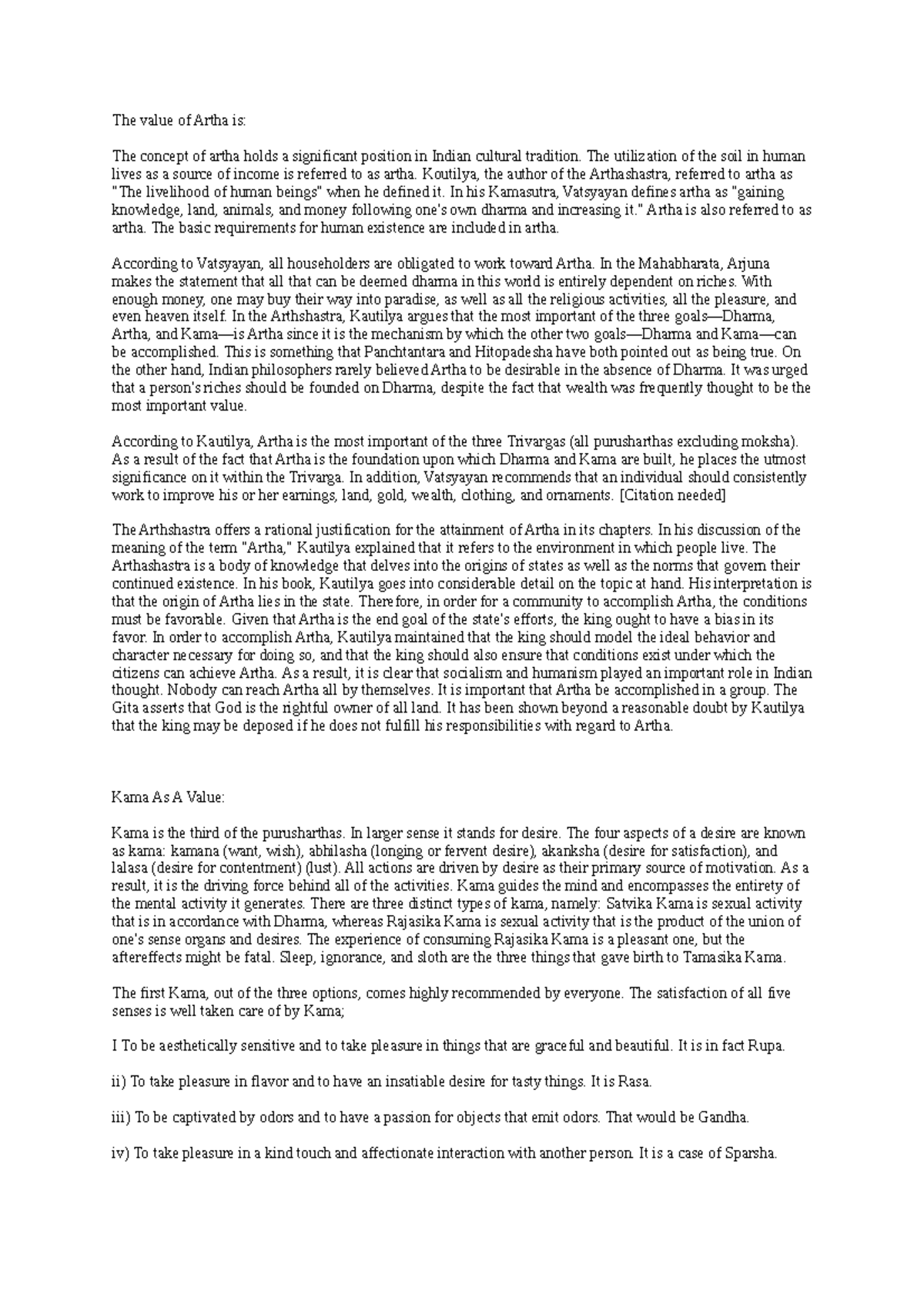 Lesson 2 Concept of Purusharthas - The value of Artha is: The concept ...