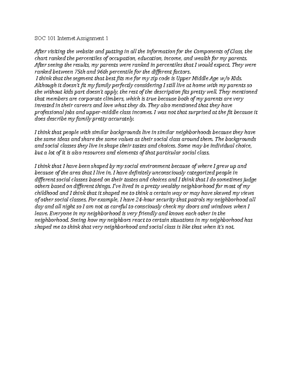 Seminar assignments - Internet assignment 1 - SOC 101 Internet ...