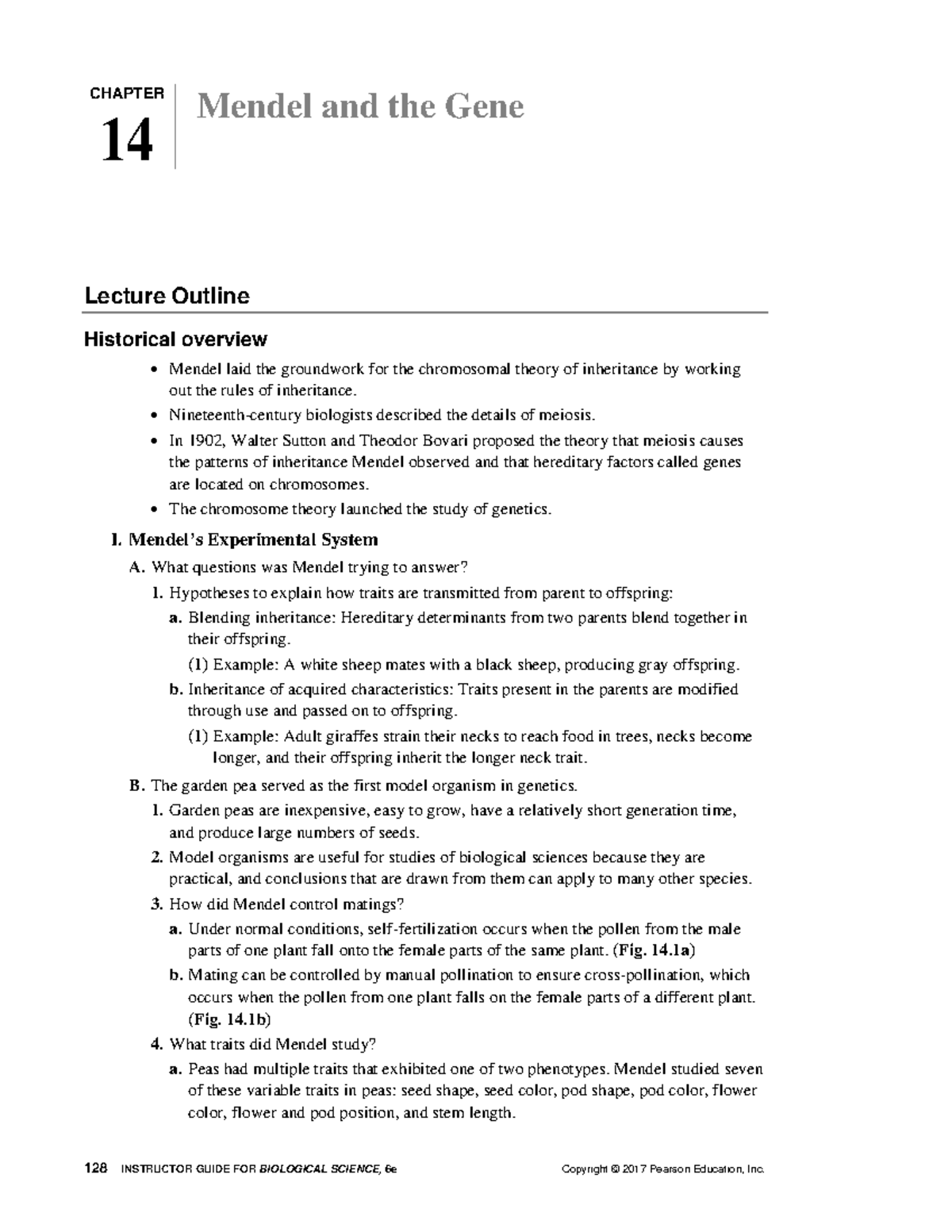 Chapter 14 Outline Genetics 128 Instructor Guide For Biological