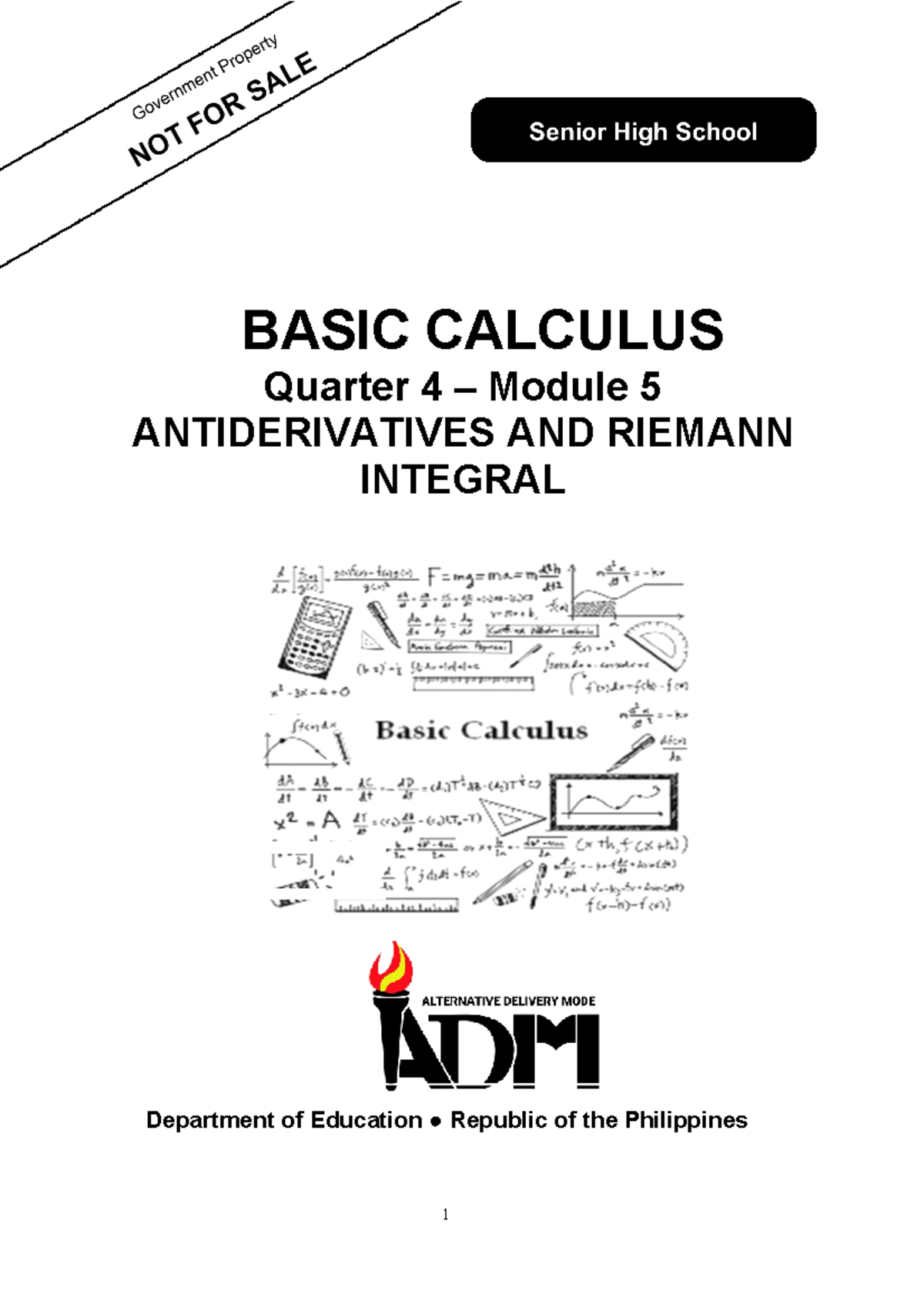 Basic Calculus G11 Q4mod5 Antiderivatives And Reimann Integral Not Basic Calculus Quarter 4