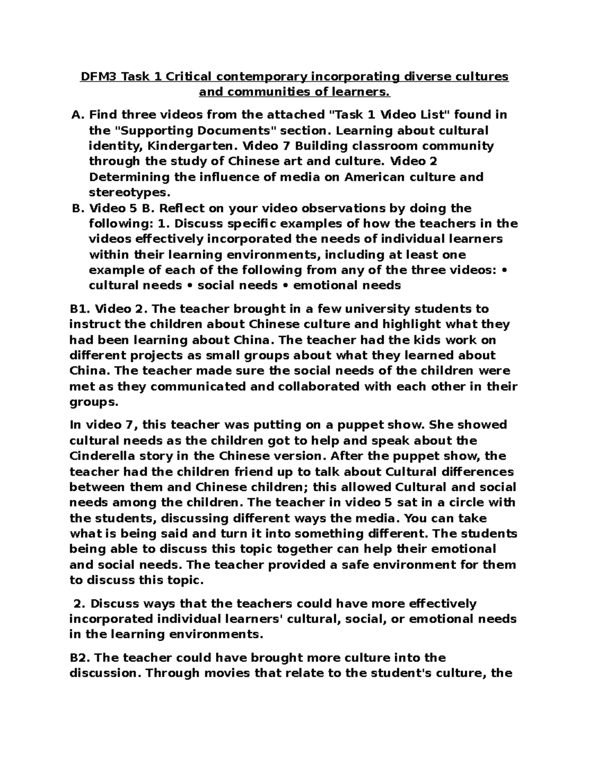 Dfm3 Task 1 - task 1 - DFM3 Task 1 Critical contemporary incorporating diverse cultures and ...