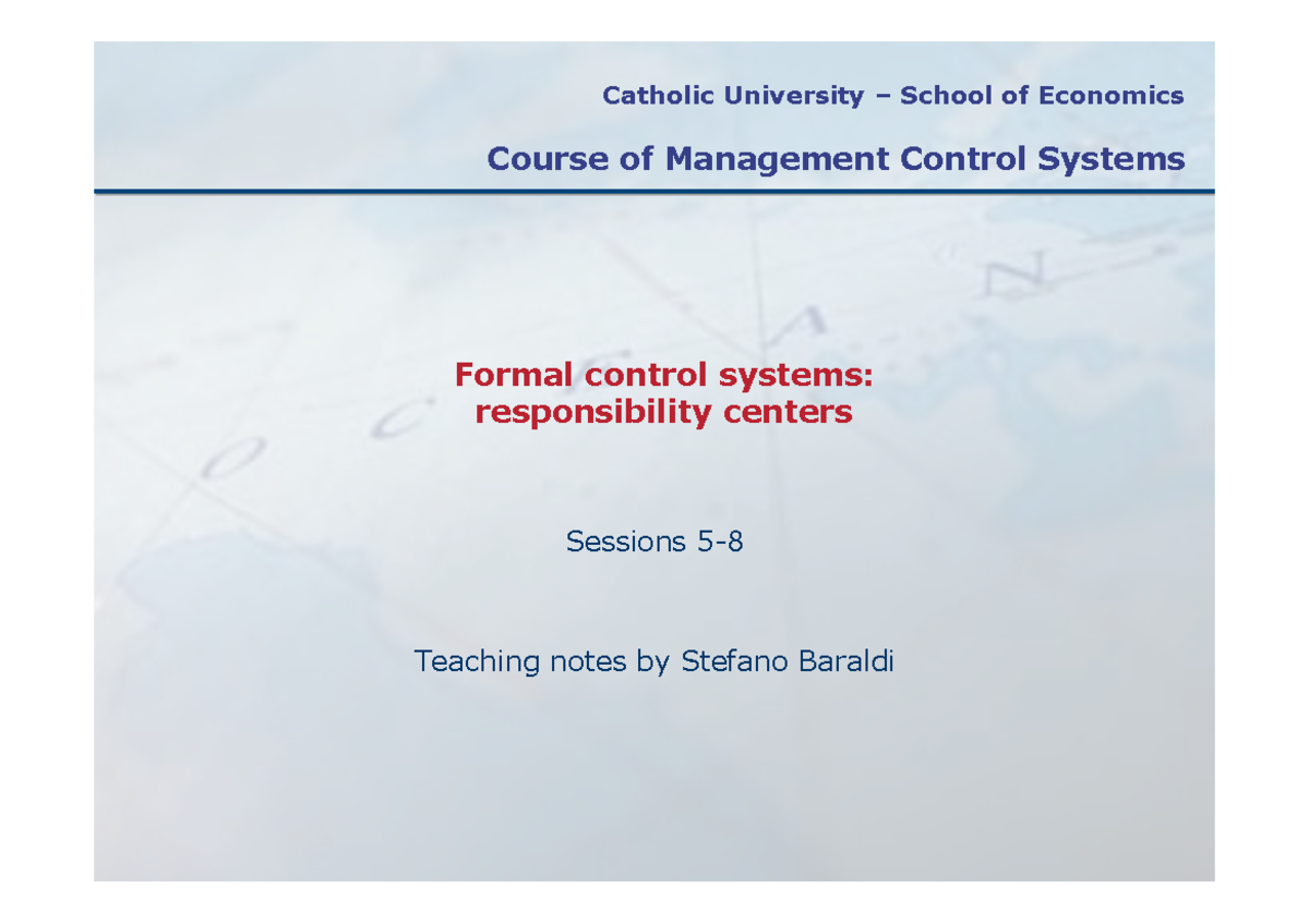 MCS020 - Responsibility centers - Formal control systems ...