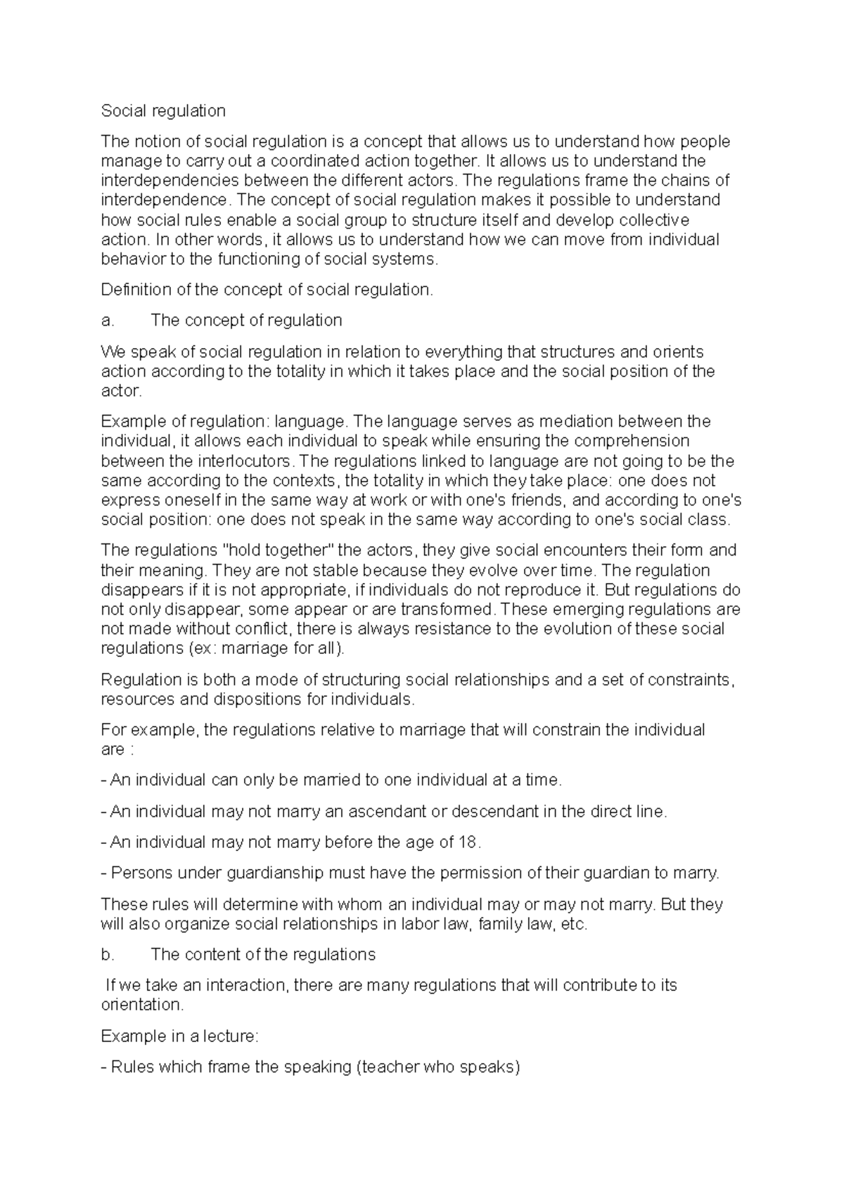 Social regulation - Lecture notes Global Sociology - Social regulation ...