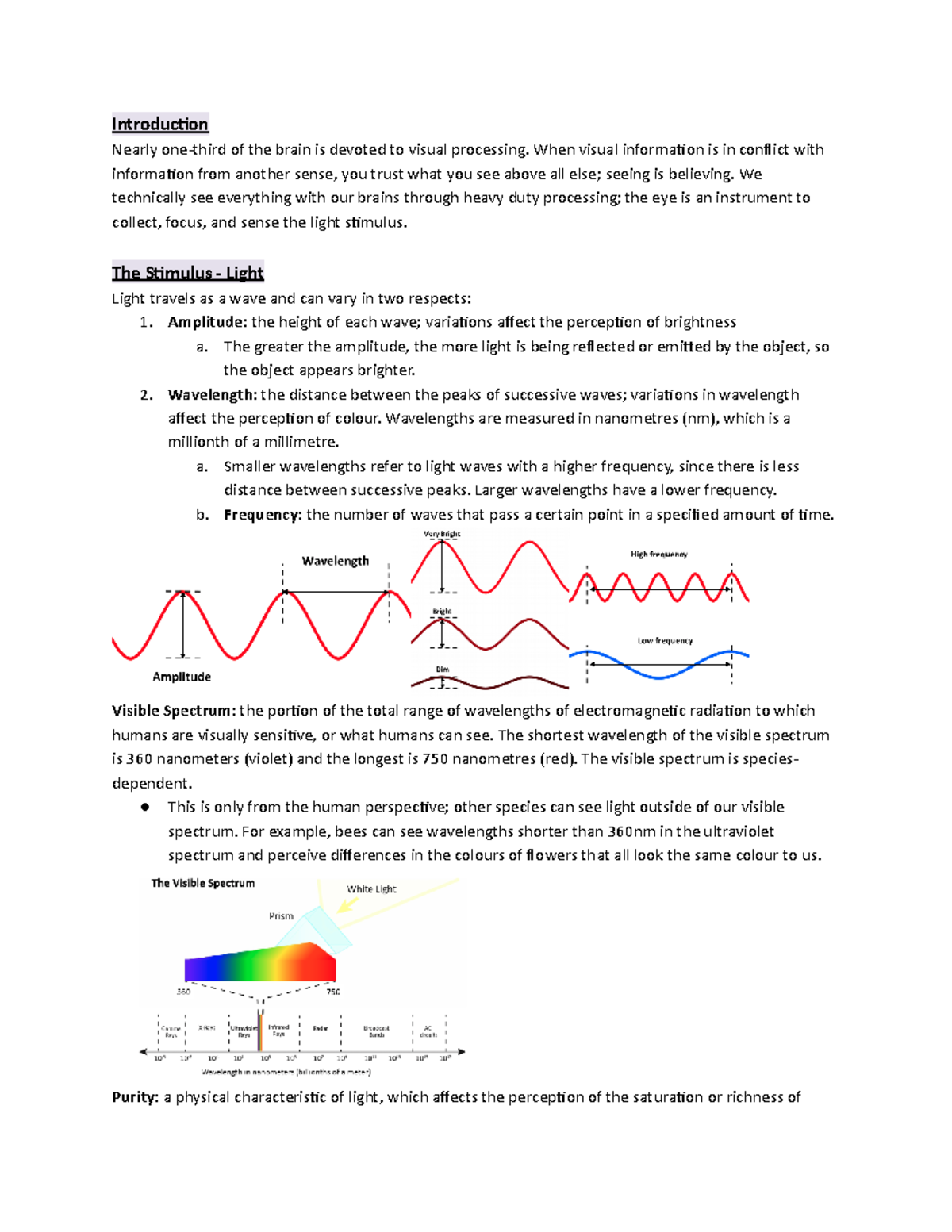 Vision Modules Notes - Introduction Nearly one-third of the brain is ...