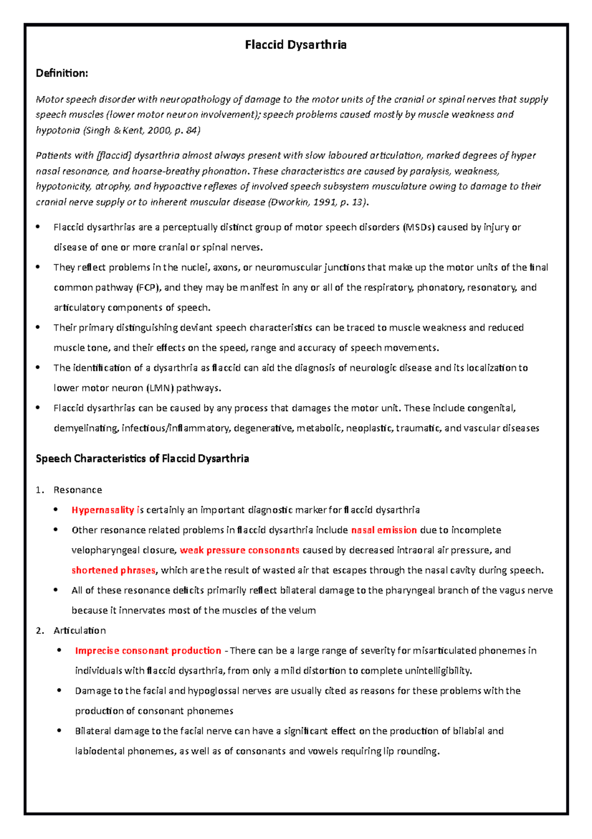 Dysarthria - Important notes - Flaccid Dysarthria Definition: Motor ...