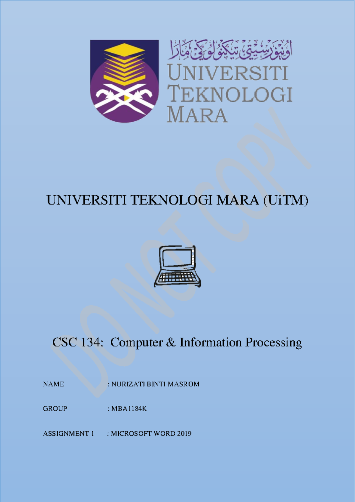 Computer and Information Processing Report Assignment - UNIVERSITI ...