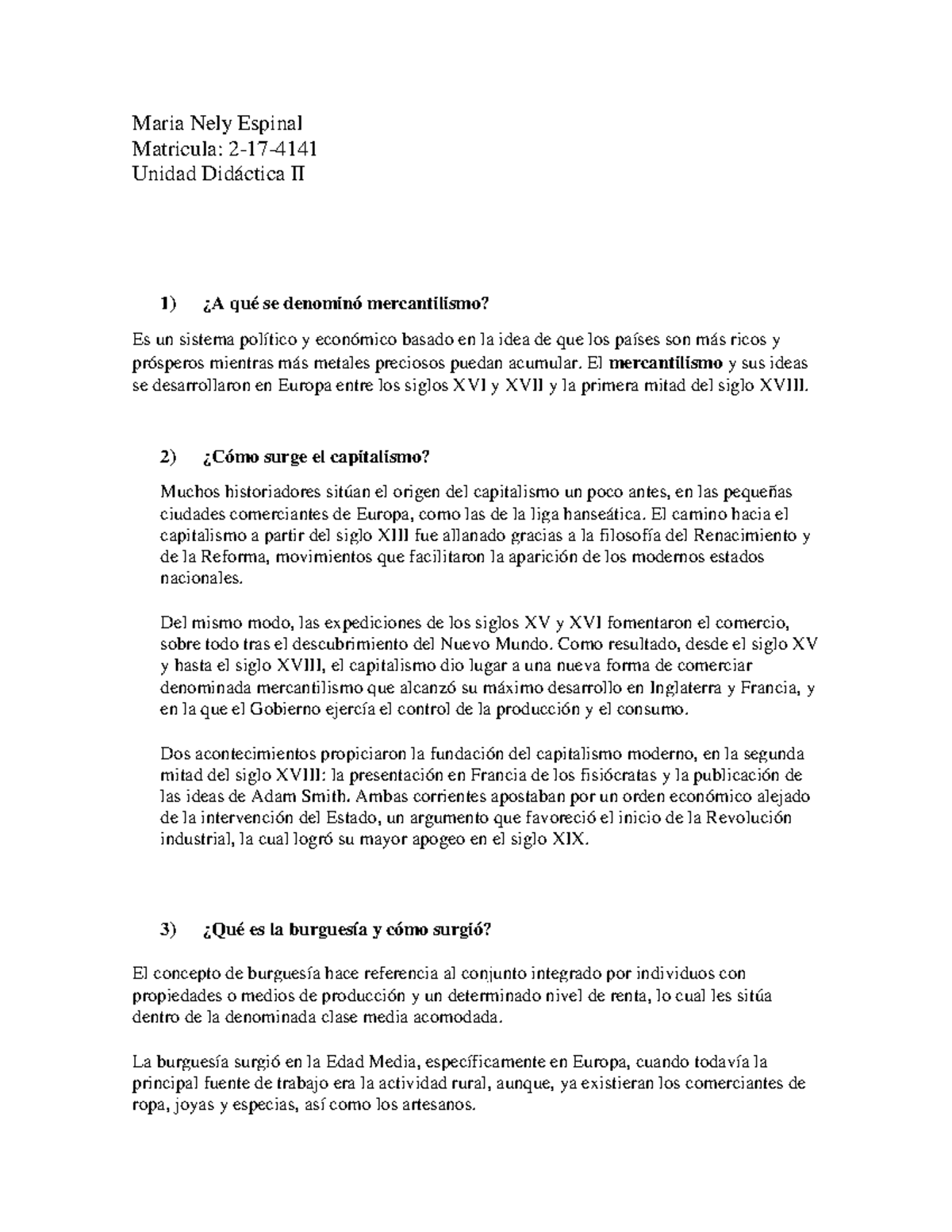 HIST. SOC. ( Unidad Didactica II) - Maria Nely Espinal Matricula: 2-17 ...