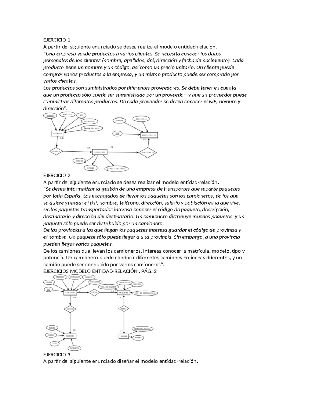 Resueltos modelo entidad relacion - EJERCICIO 1 A partir del siguiente ...