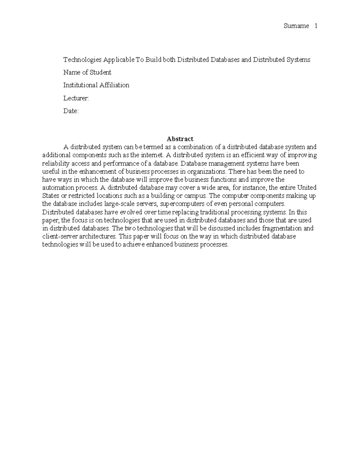 Order 225255393 Data Distributed Systems Surname 1 Technologies Applicable To Build Both