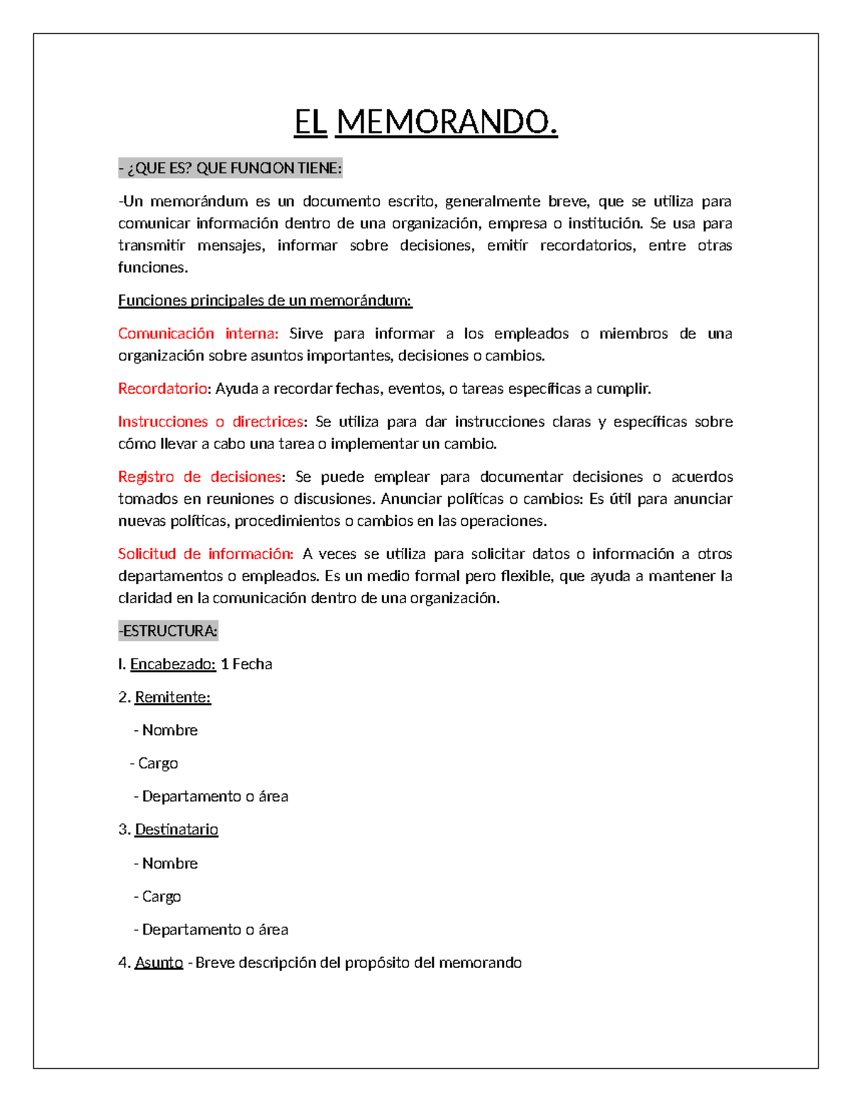EL Memorando Grupo Adiccion - EL MEMORANDO. - ¿QUE ES? QUE FUNCION ...
