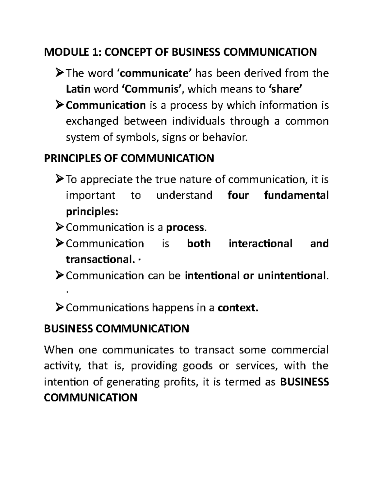 Business Communication I - MODULE 1: CONCEPT OF BUSINESS COMMUNICATION ...