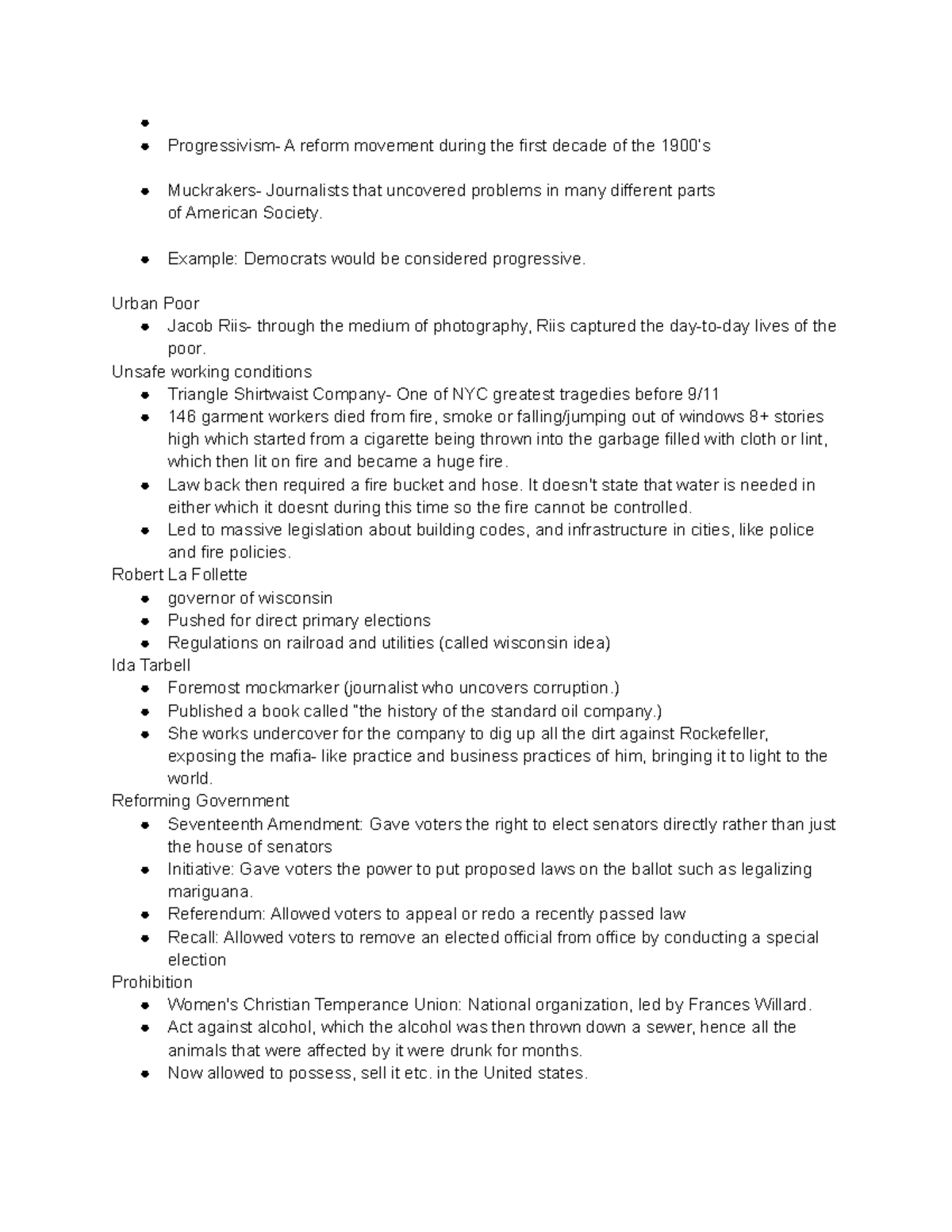 The Progressive- Notes - Progressivism- A reform movement during the ...