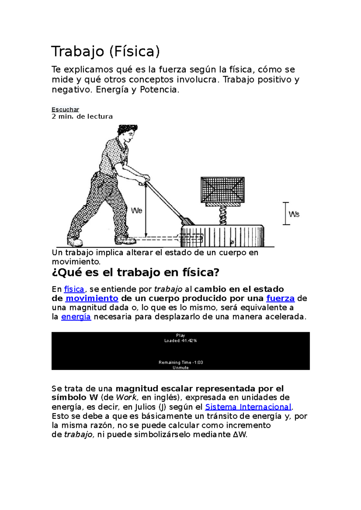 Trabajo definicion - Trabajo (Física) Te explicamos qué es la fuerza según la física, cómo se ...