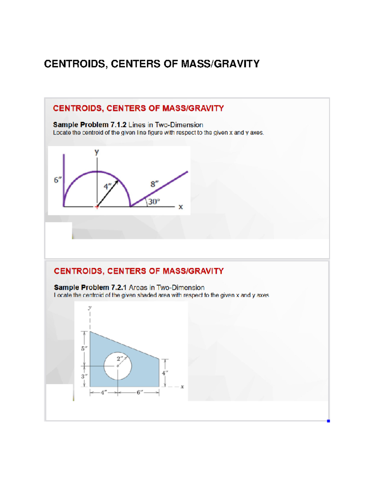 Centroids - Sample Assesments - Statics of Rigid Body - CENTROIDS ...