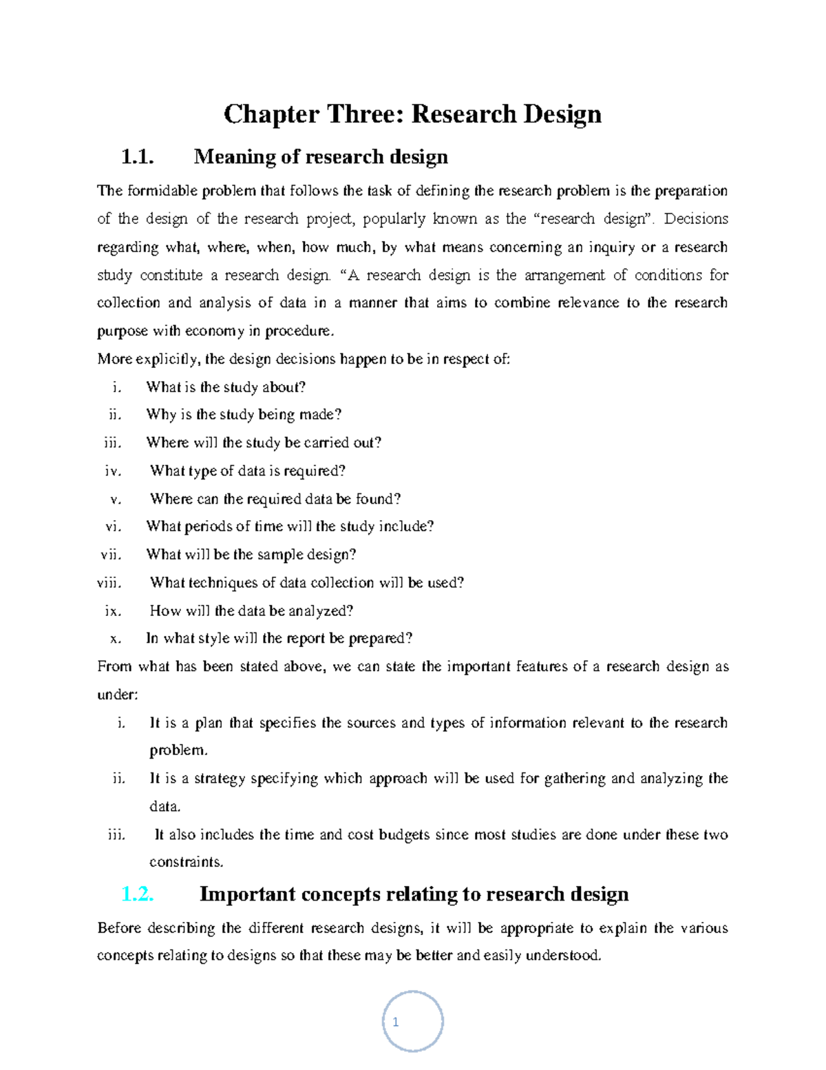 Research ch 3 - Bilisuma Lulu - Chapter Three: Research Design 1 ...