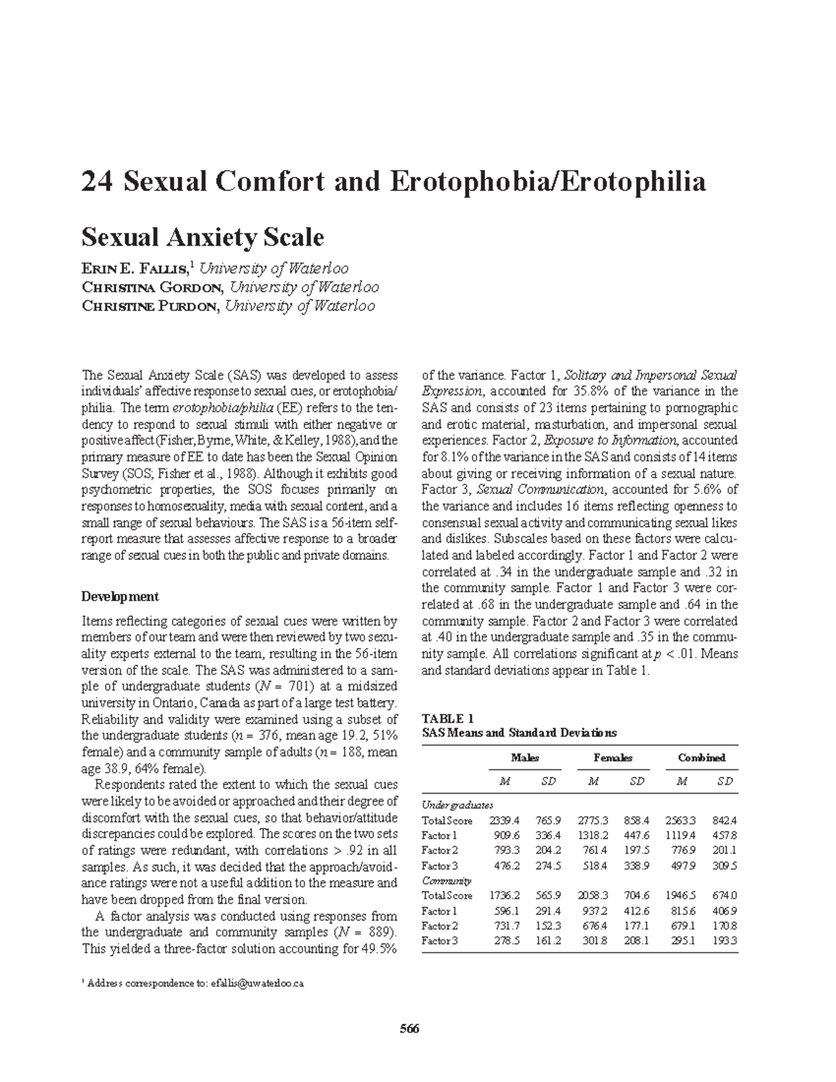 Sexual Anxiety Scale - read - 566 Sexual Anxiety Scale Erin E. Fallis ...