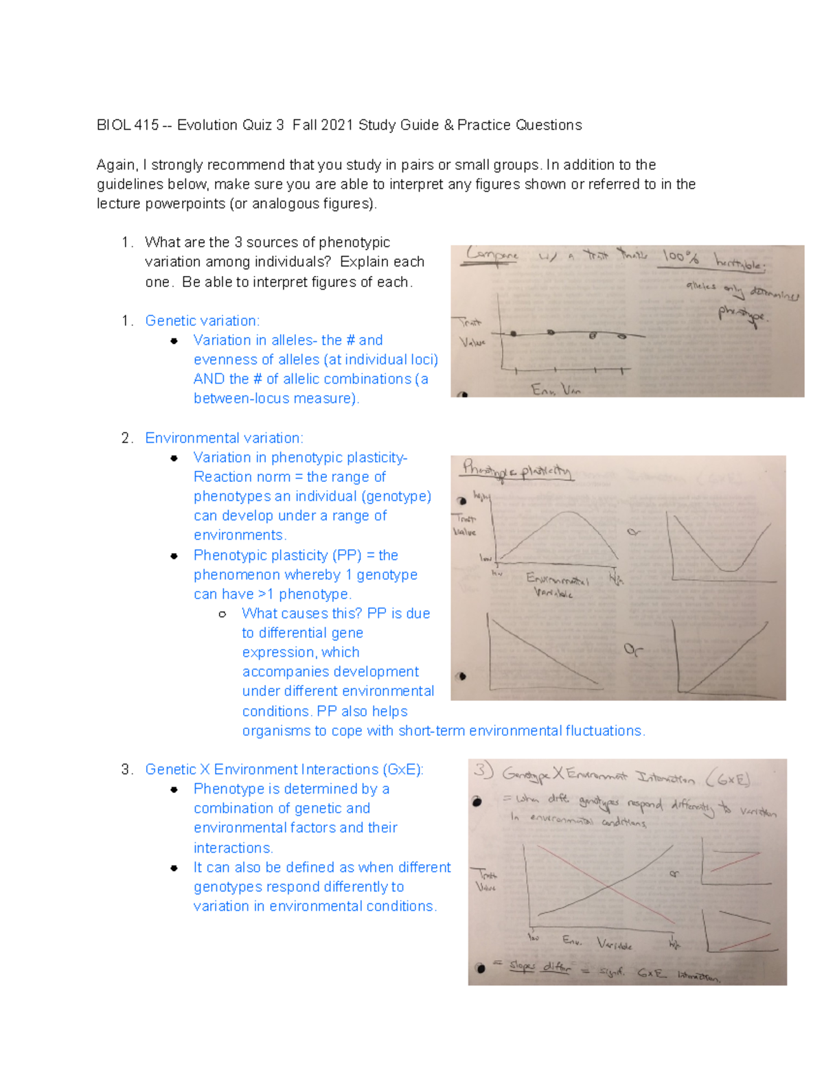 Biol 415 Quiz 3 study guide - BIOL 415 - UNLV - Studocu