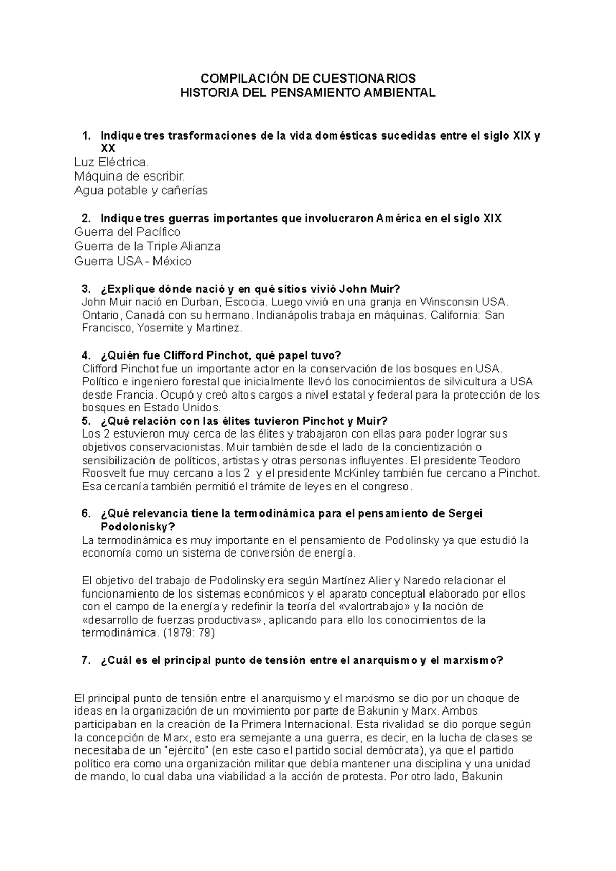 Compilación DE Cuestionarios HISTORIA DEL PENSAMIENTO - COMPILACIÓN DE ...