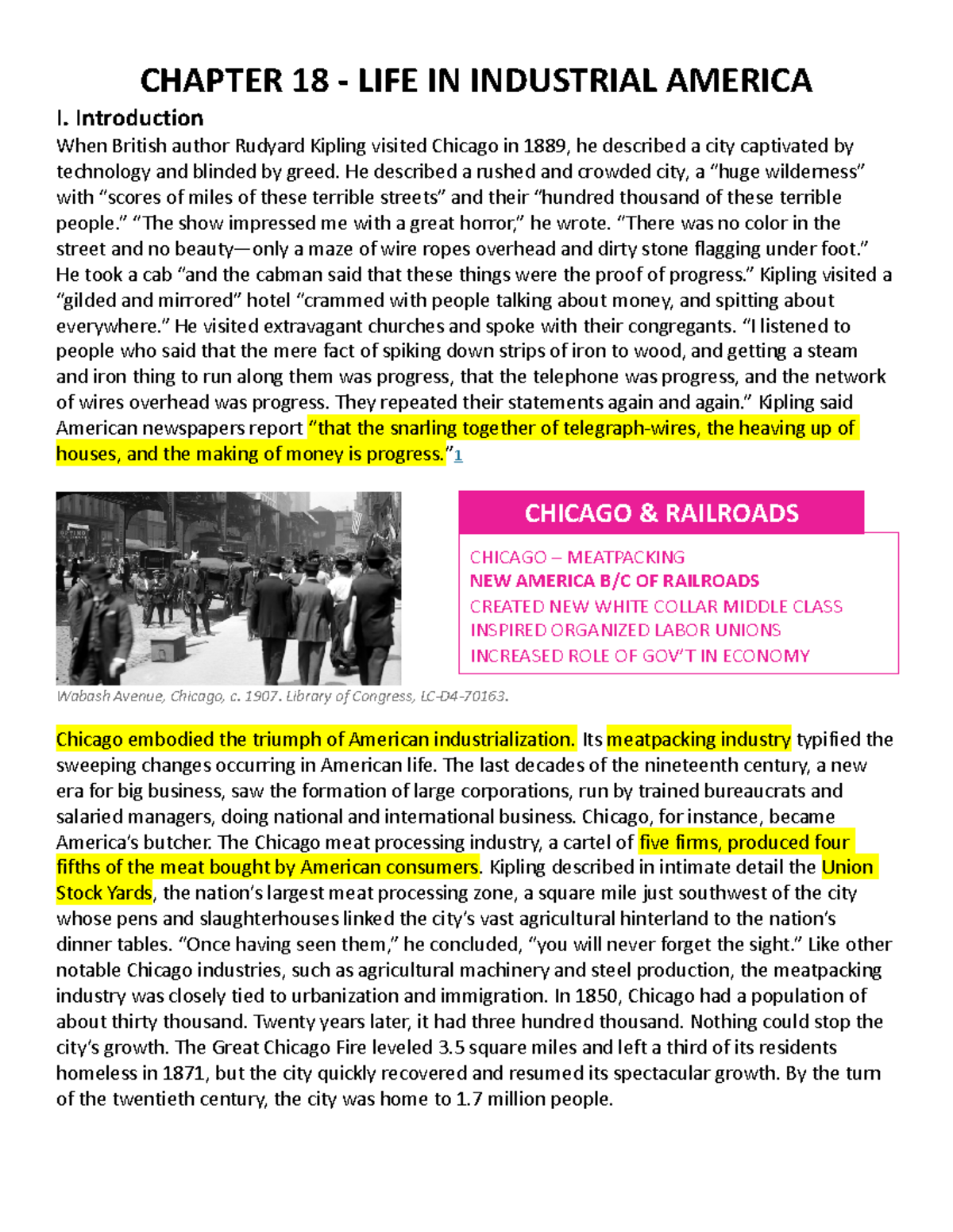 Chapter 18 YAWP - CHAPTER 18 - LIFE IN INDUSTRIAL AMERICA I ...