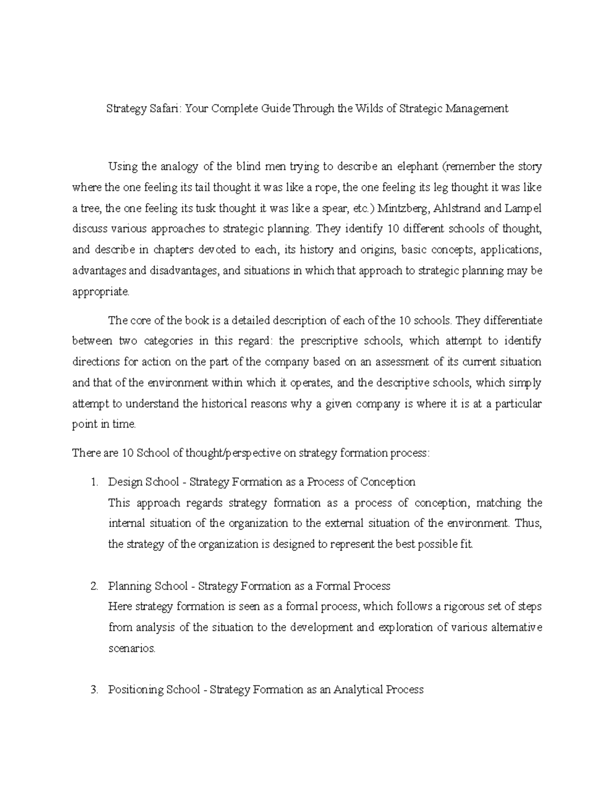 Strategy Safari Your Complete Guide Through the Wilds of Strategic ...