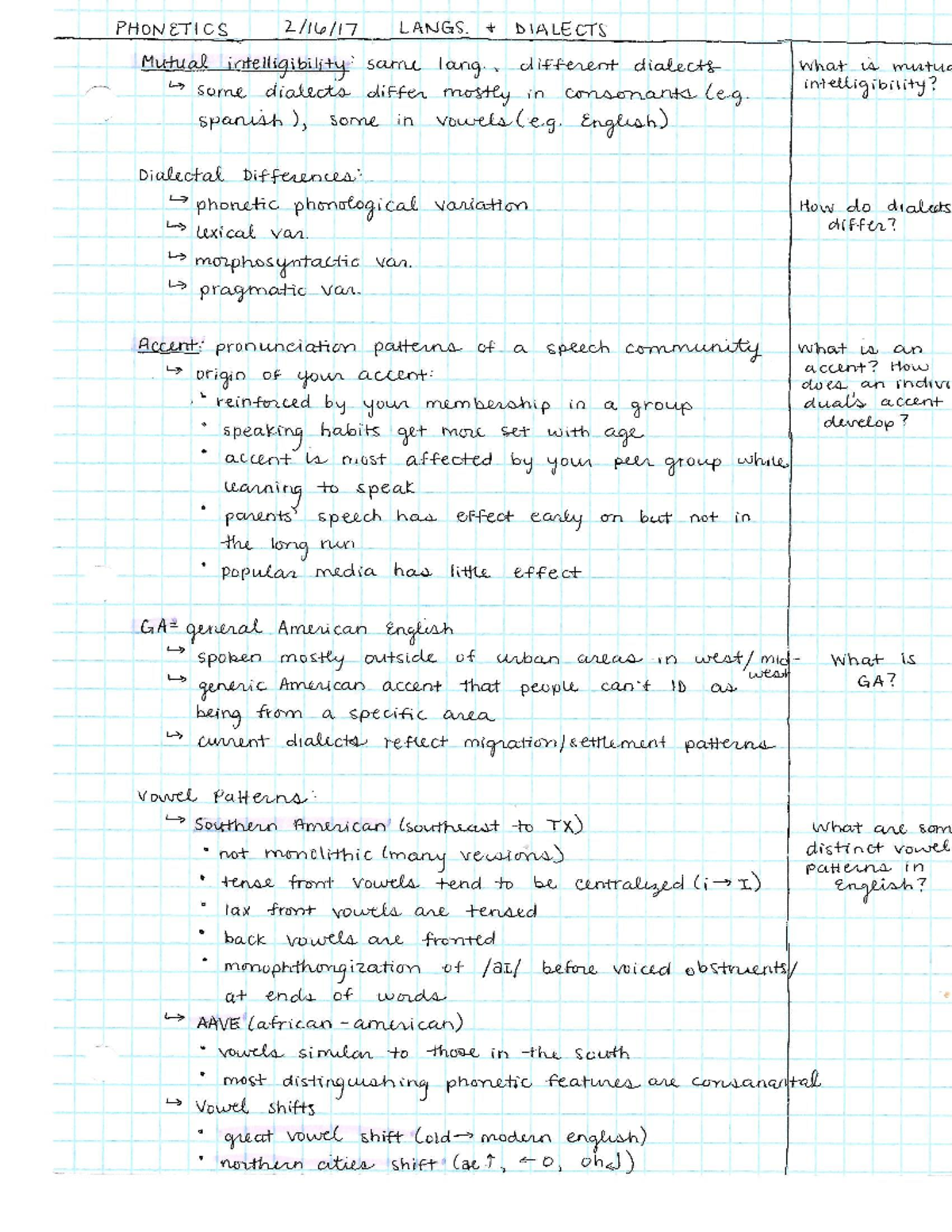 Phonetics notes 2-16-17 - PHONETICS LANGS. DIALECTS Mutual ...