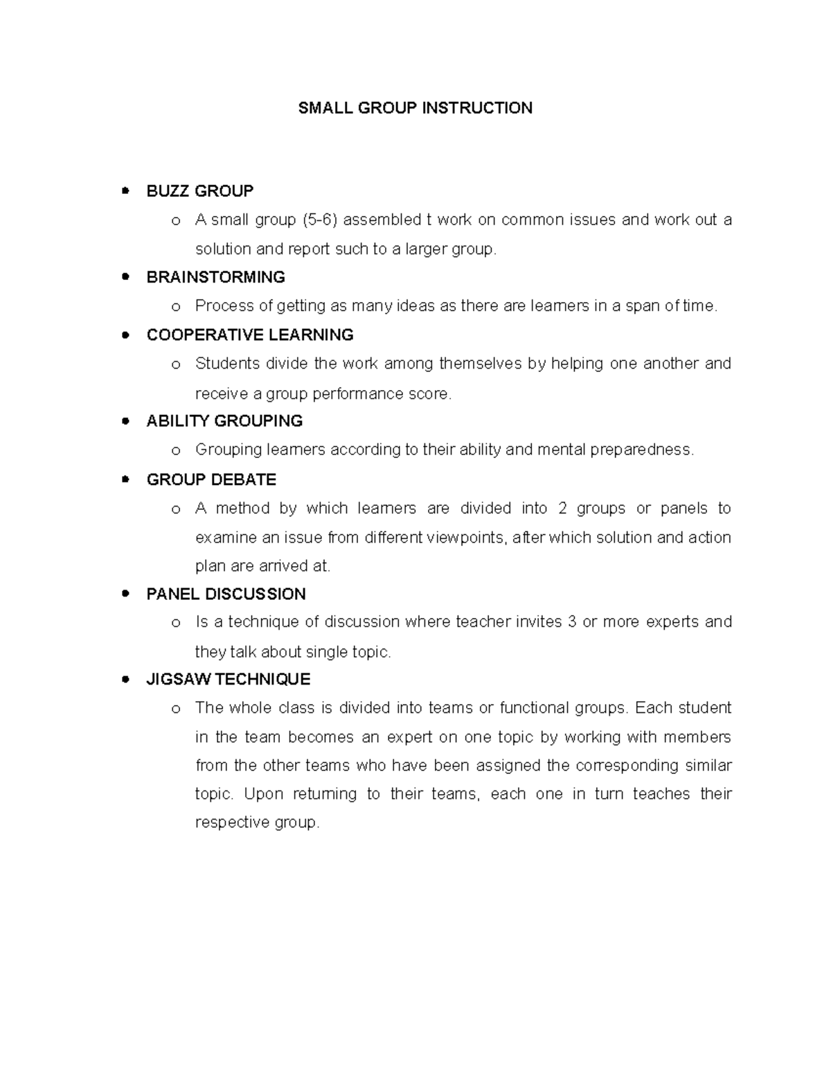 Small Group Instruction - Education - Studocu