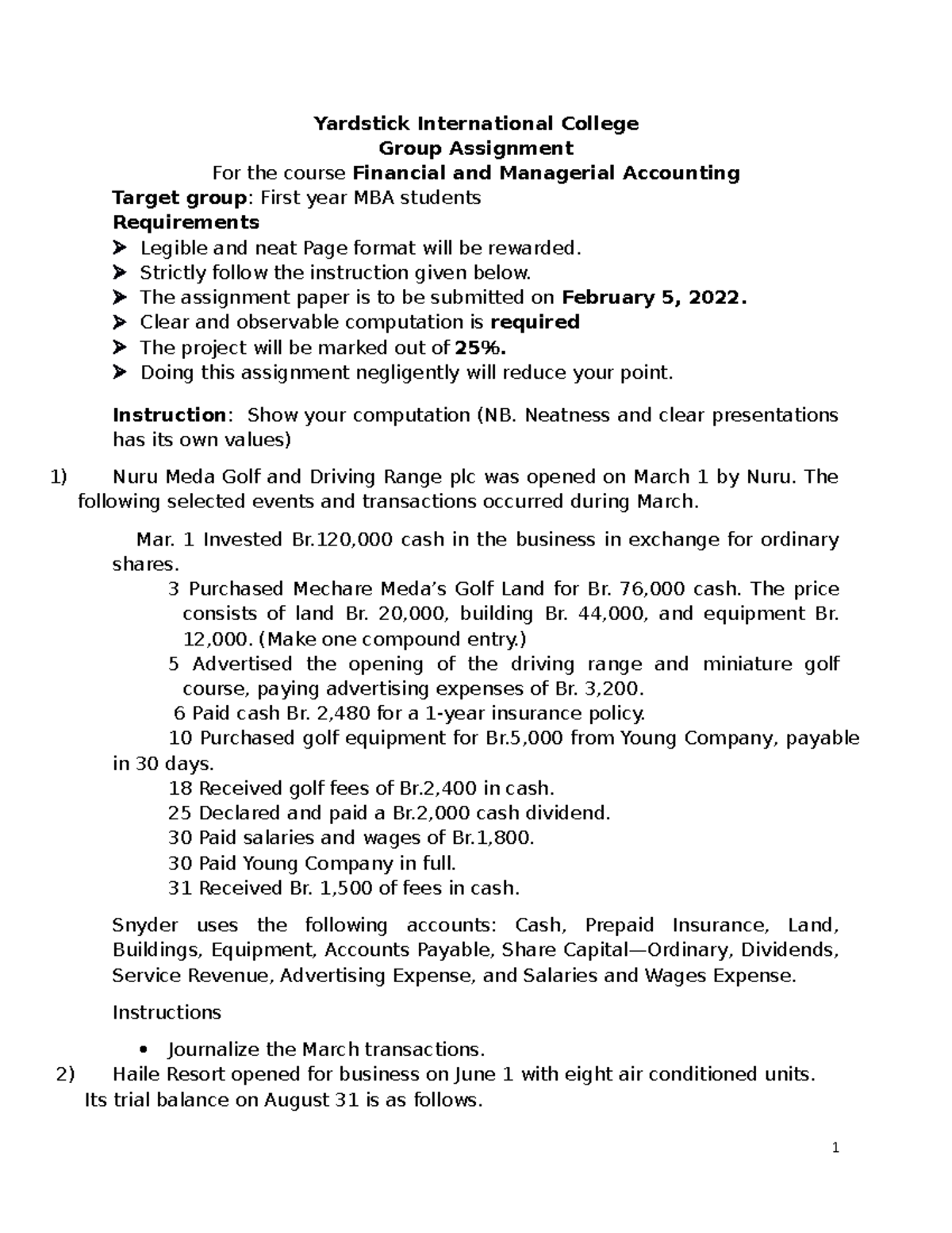 Group Assignment YIC - apptitude for students - Yardstick International College Group Assignment ...
