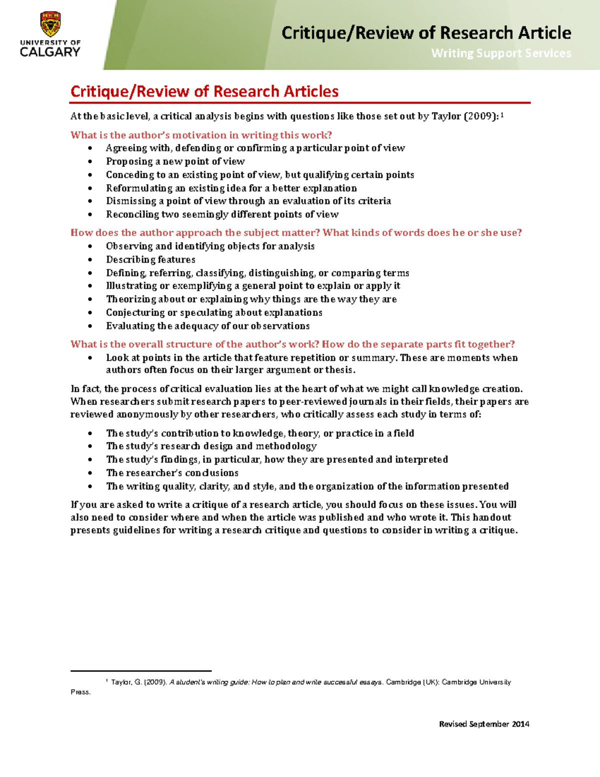 Critique or reviews of research articles academic genre - Revised ...