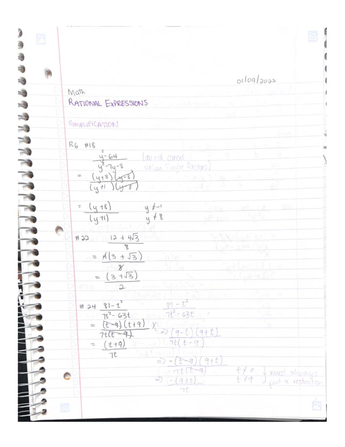 Maths Notes 3 - Rational Expressions: Simplification, Divisions ... Maths Notes 3 - Rational Expressions: Simplification, Divisions ...