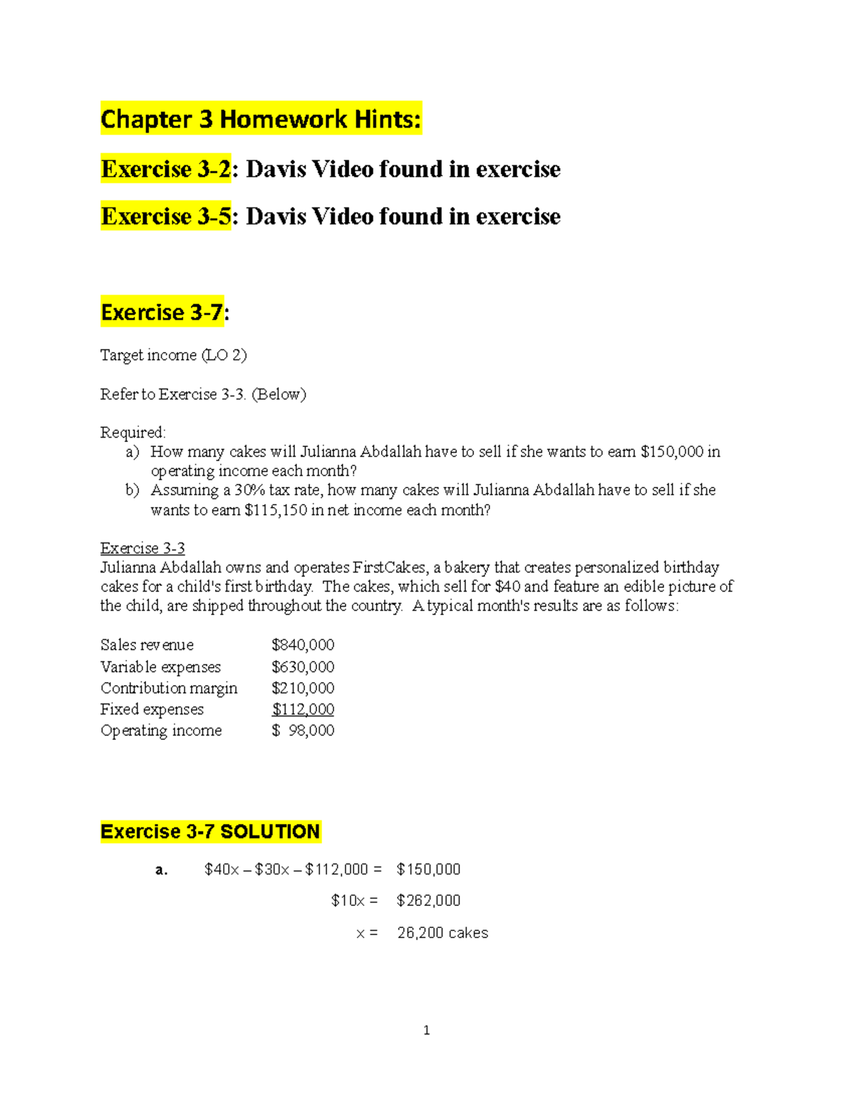 Chapter 3 - Homework Hints - Chapter 3 Homework Hints: Exercise 3-2 ...