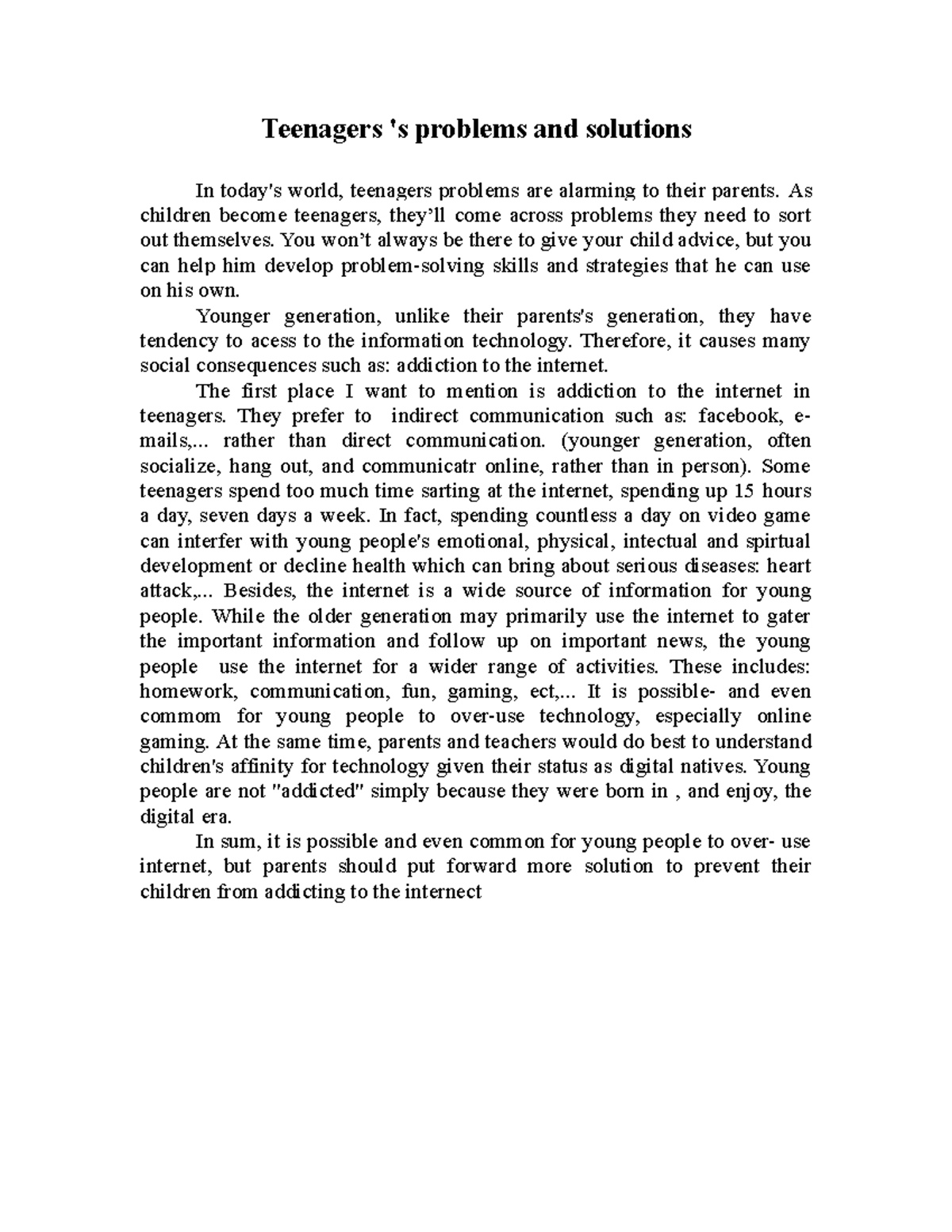 Teenagers problems and solutions - Teenagers 's problems and solutions ...