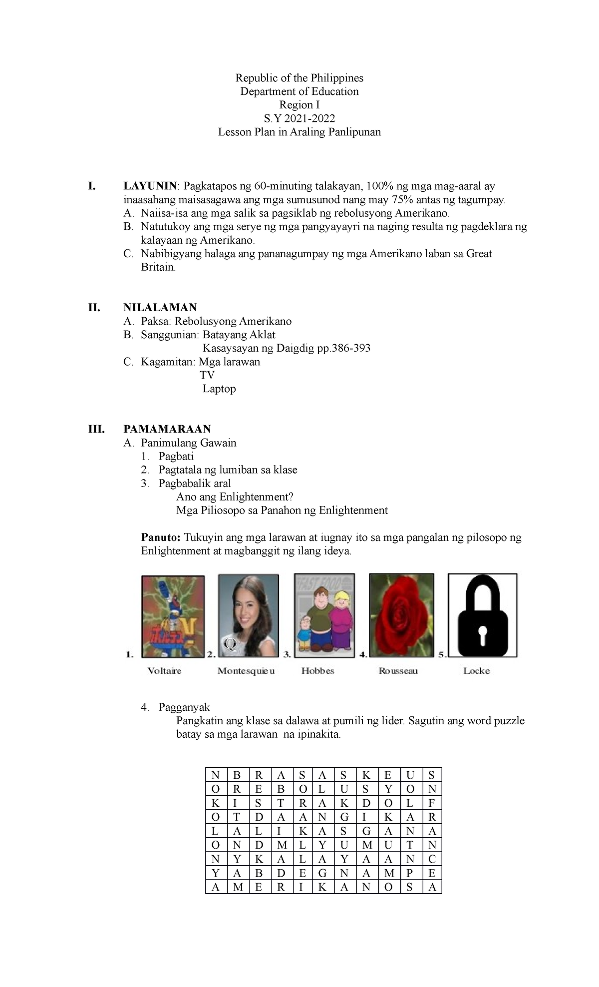 A semi detailed lesson plan - Republic of the Philippines Department of ...