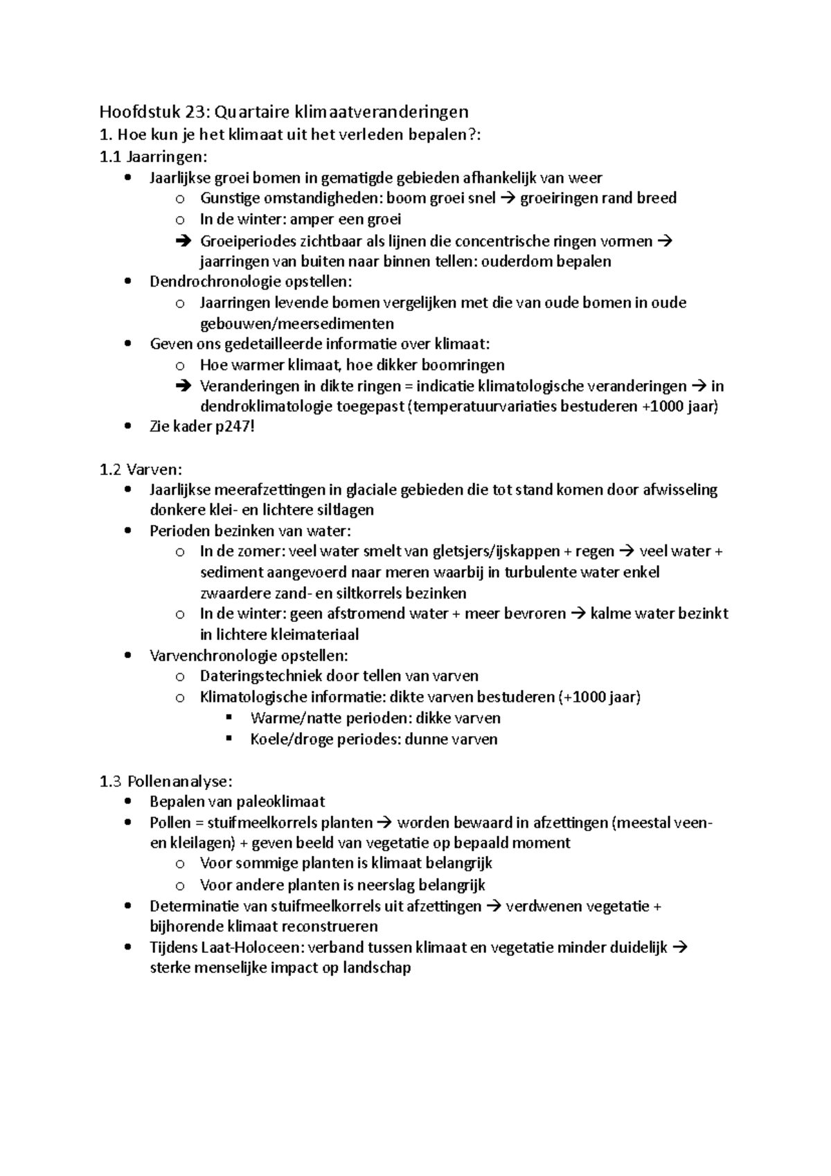 Hoofdstuk-23-HB Samenvatting van HS 23 in het handboek - Hoofdstuk 23: Quartaire - Studocu