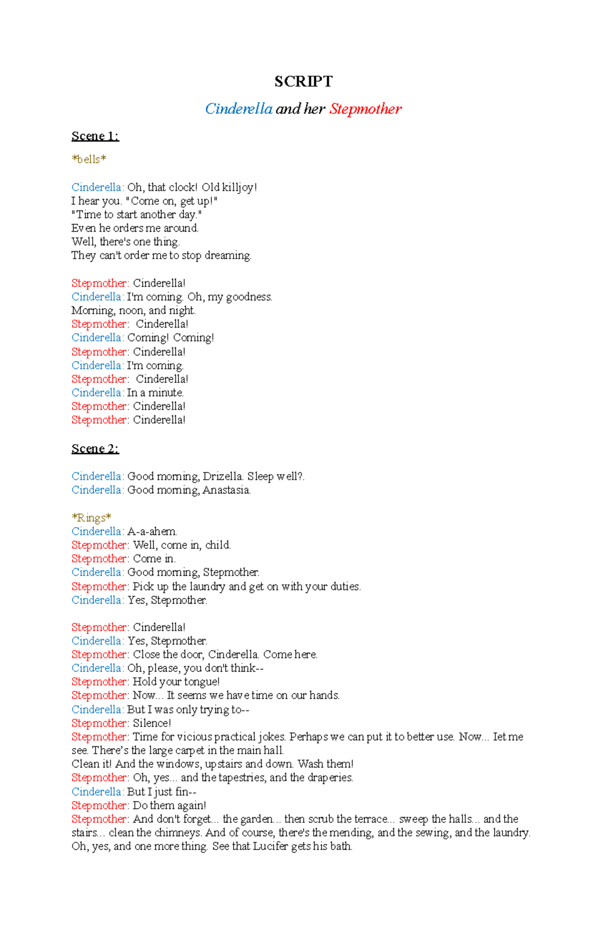 1551445816947 Script CH - SCRIPT Cinderella and her Stepmother Scene 1 ...