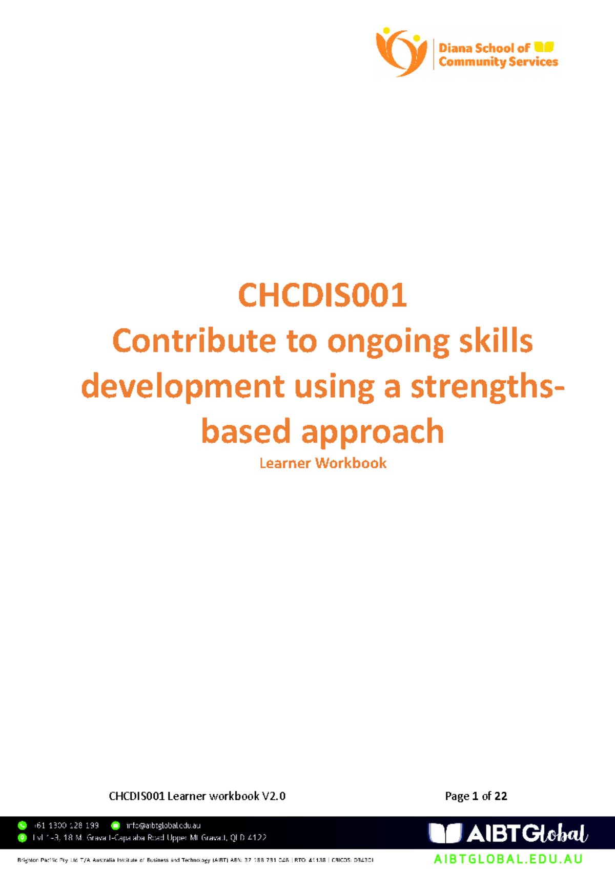 Chcdis 001- Learner Workbook V2.0 - CHCDIS Contribute to ongoing skills ...