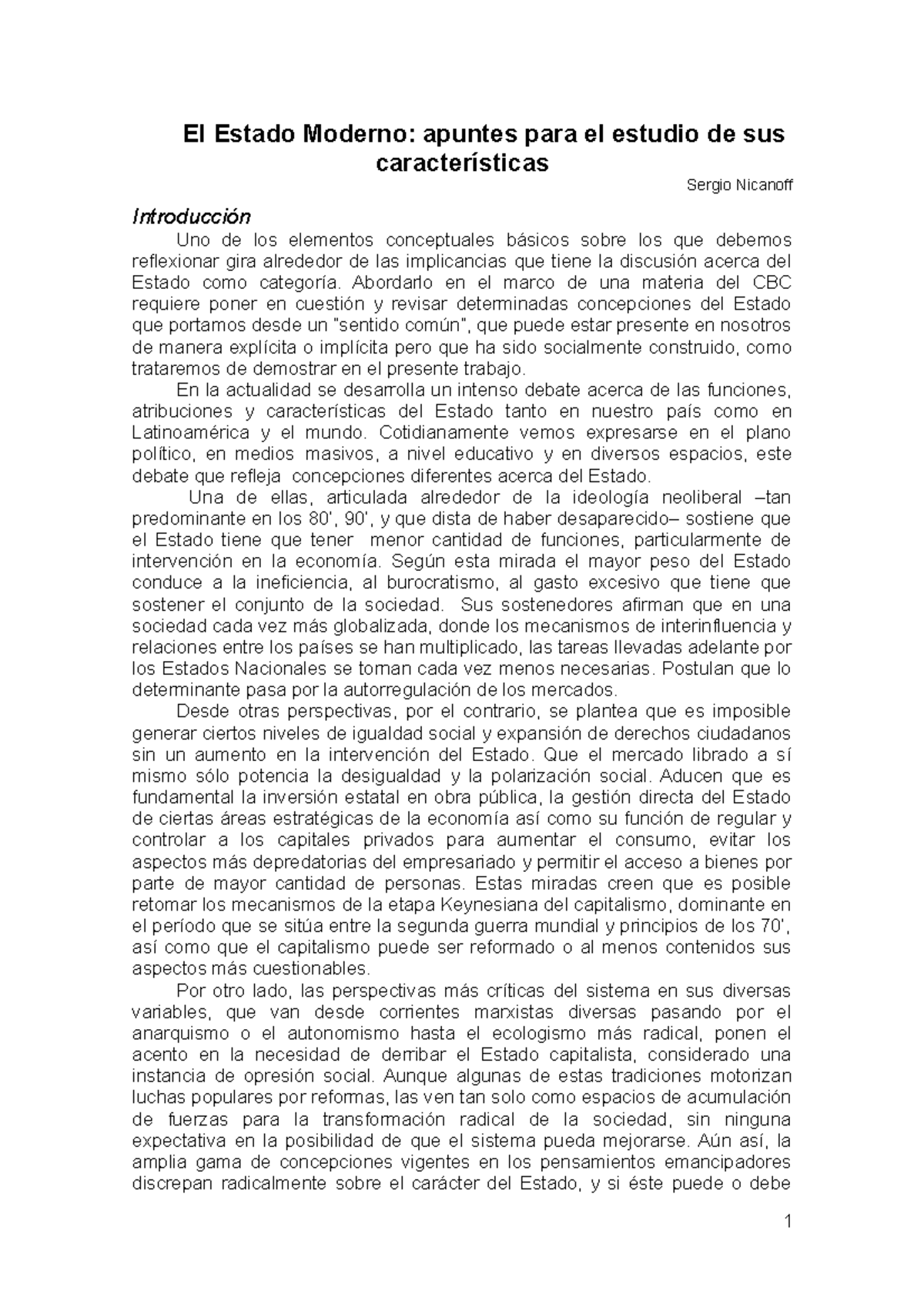 El estado moderno - Resumen del texto - El Estado Moderno: apuntes para ...