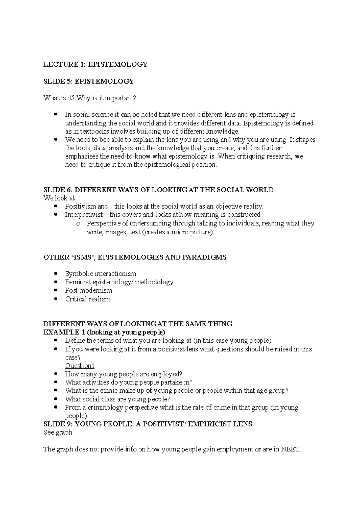 Lecture 1 SOCI2020 - LECTURE 1: EPISTEMOLOGY SLIDE 5: EPISTEMOLOGY What ...