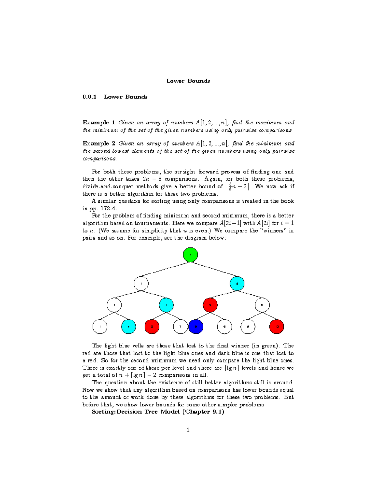 Lbd - Lecture notes 3 - Lower Bounds 0.0 Lower Bounds Example 1Given an ...
